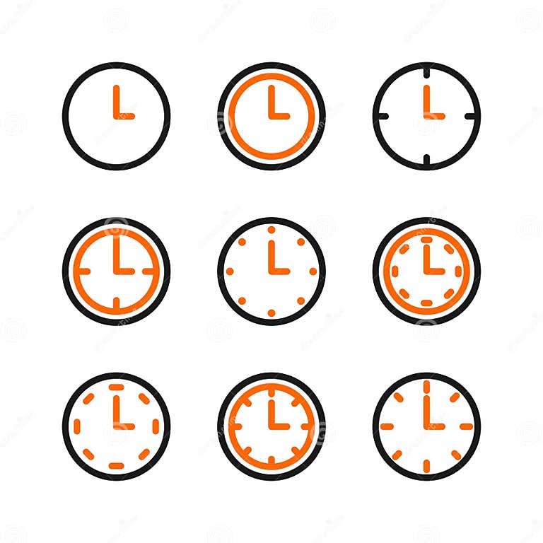 Clock Icon Set. Time, Timer, Countdown, Watch, Hours Icon. 24 Hours ...