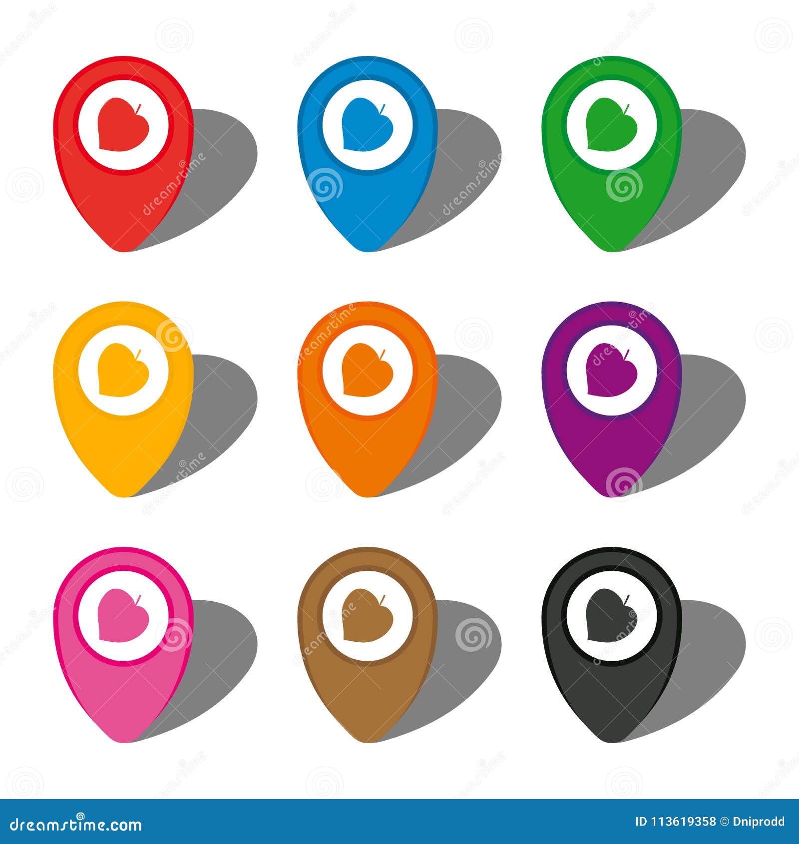 Set of Nine Colorful Map Pointers with Leaf Icon in White Circle Stock ... Set of Nine Colorful Map Pointers with Leaf Icon in White Circle Stock ...