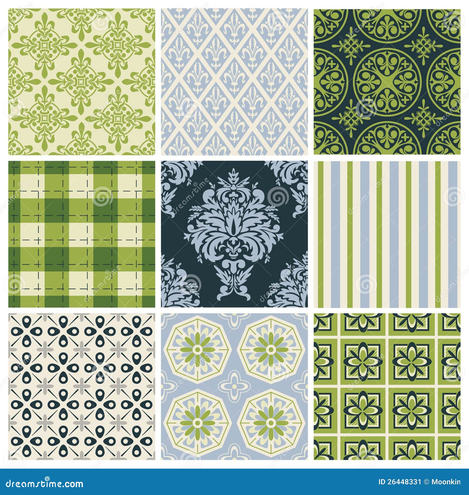 Set of Nine Colorful Seamless Patterns Stock Vector - Illustration of ...