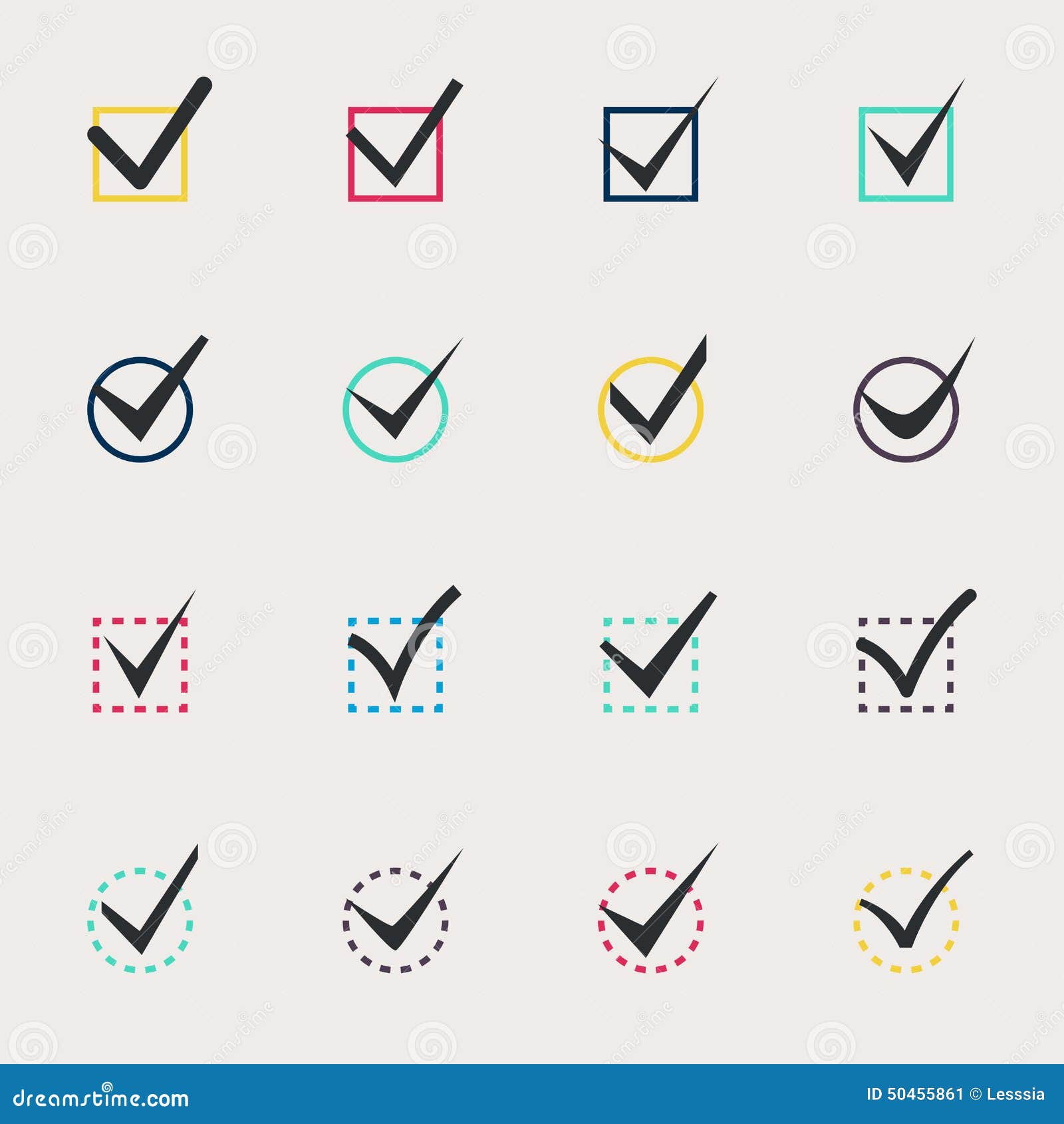 Set of Nine Different Colors Vector Check Marks Stock Vector ...