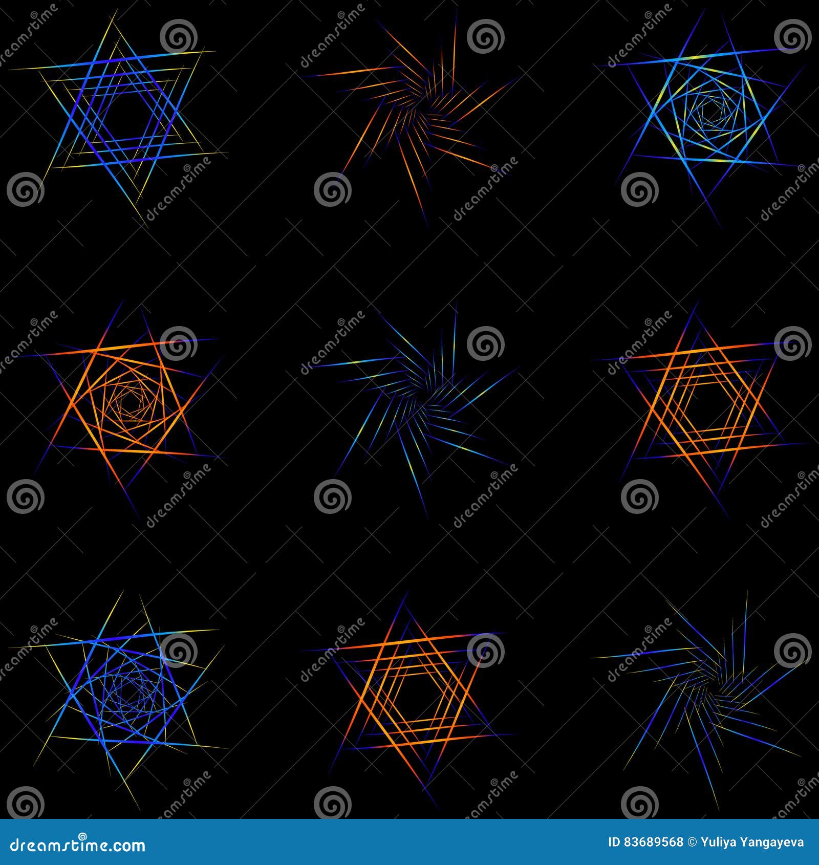 Set of Nine Different Stars. Stock Vector - Illustration of blue, icon ...
