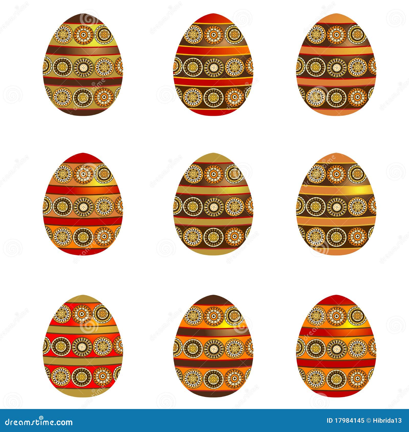 Set of nine Easter eggs stock vector. Illustration of creativity - 17984145