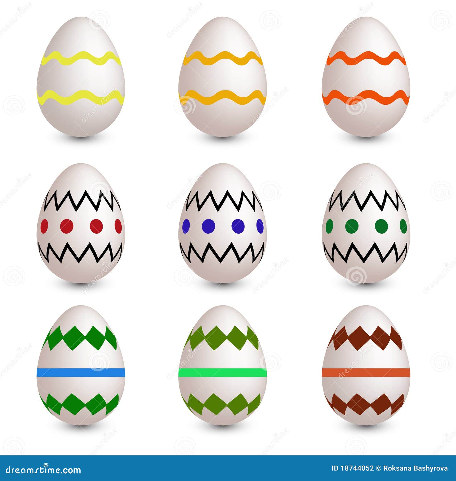 Set of nine easter eggs stock vector. Illustration of style - 18744052