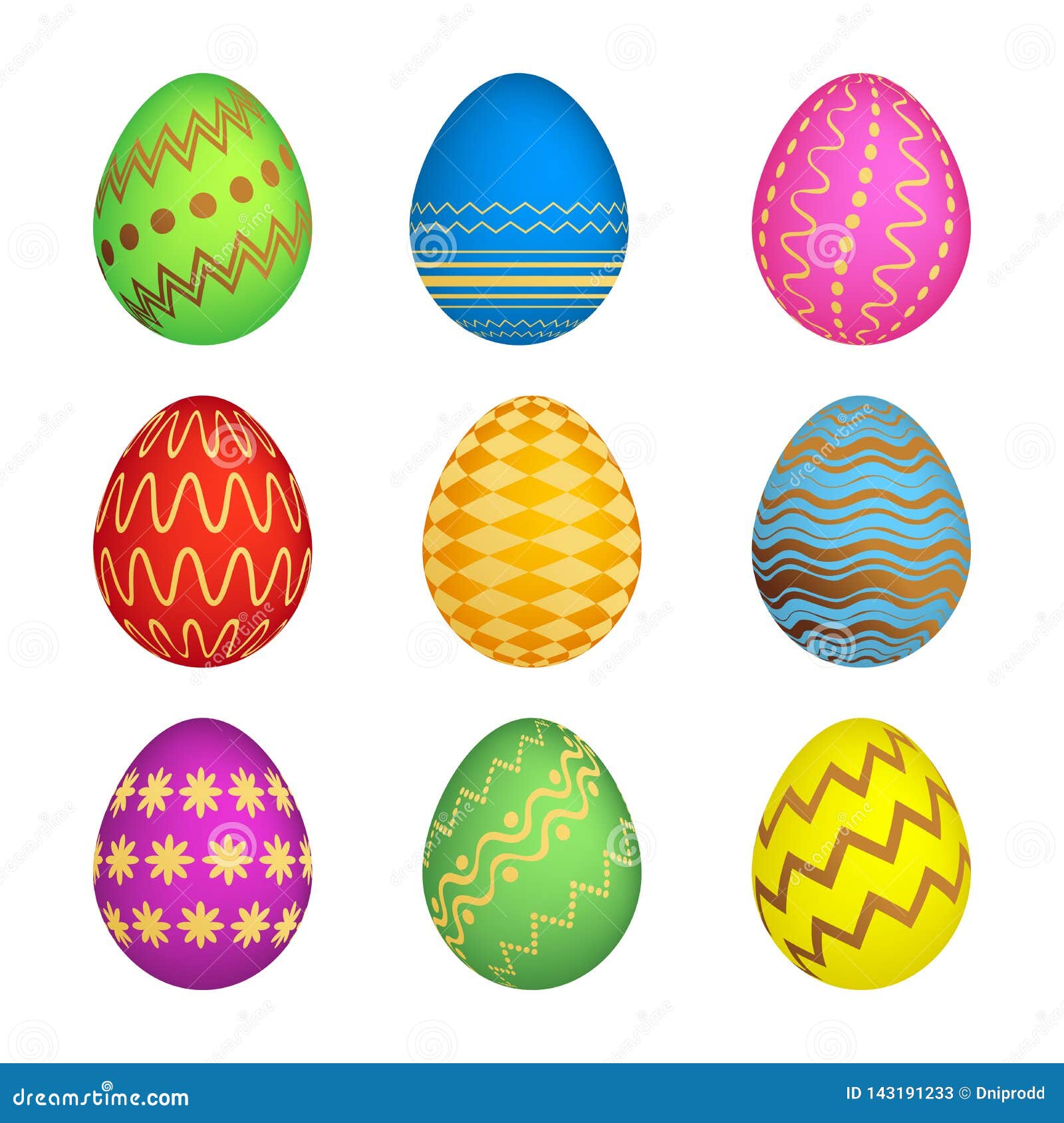 Set of Nine Easter Eggs with Colorful Texture Stock Vector ...