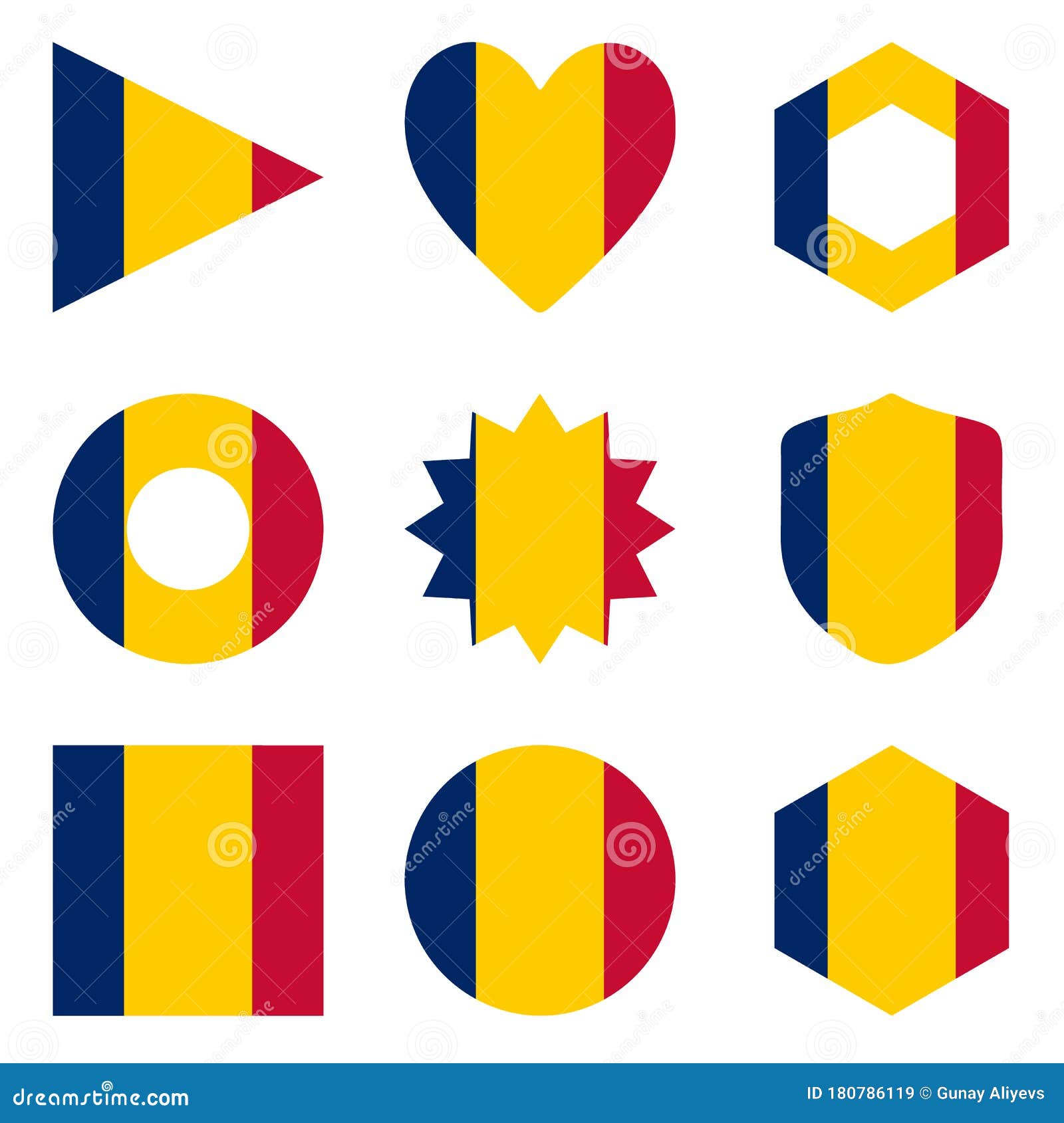 Set of Nine Form Chad. Vector Icons Stock Vector - Illustration of ...