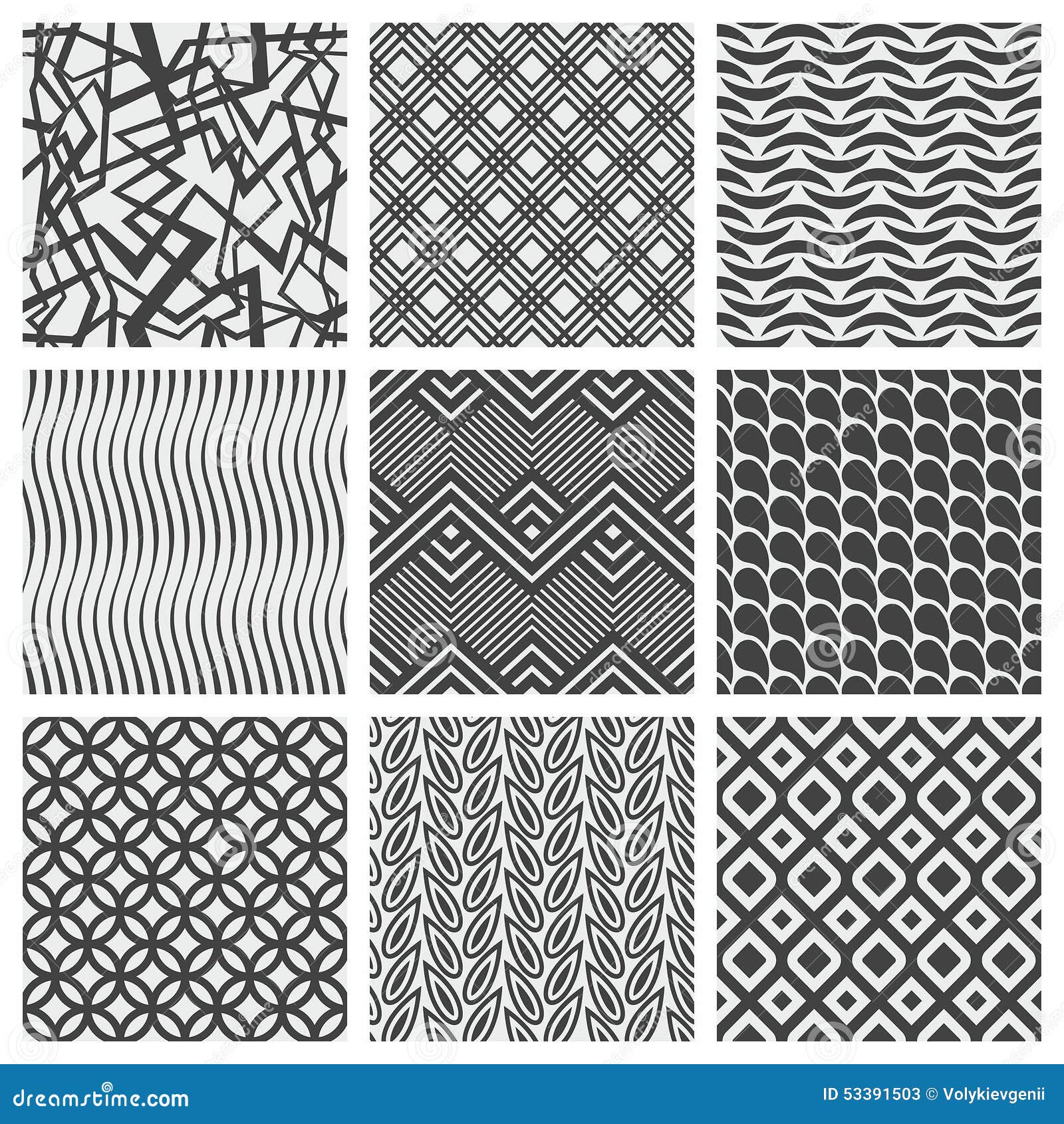 Set of Nine Geometrical Patterns Stock Vector - Illustration of ...