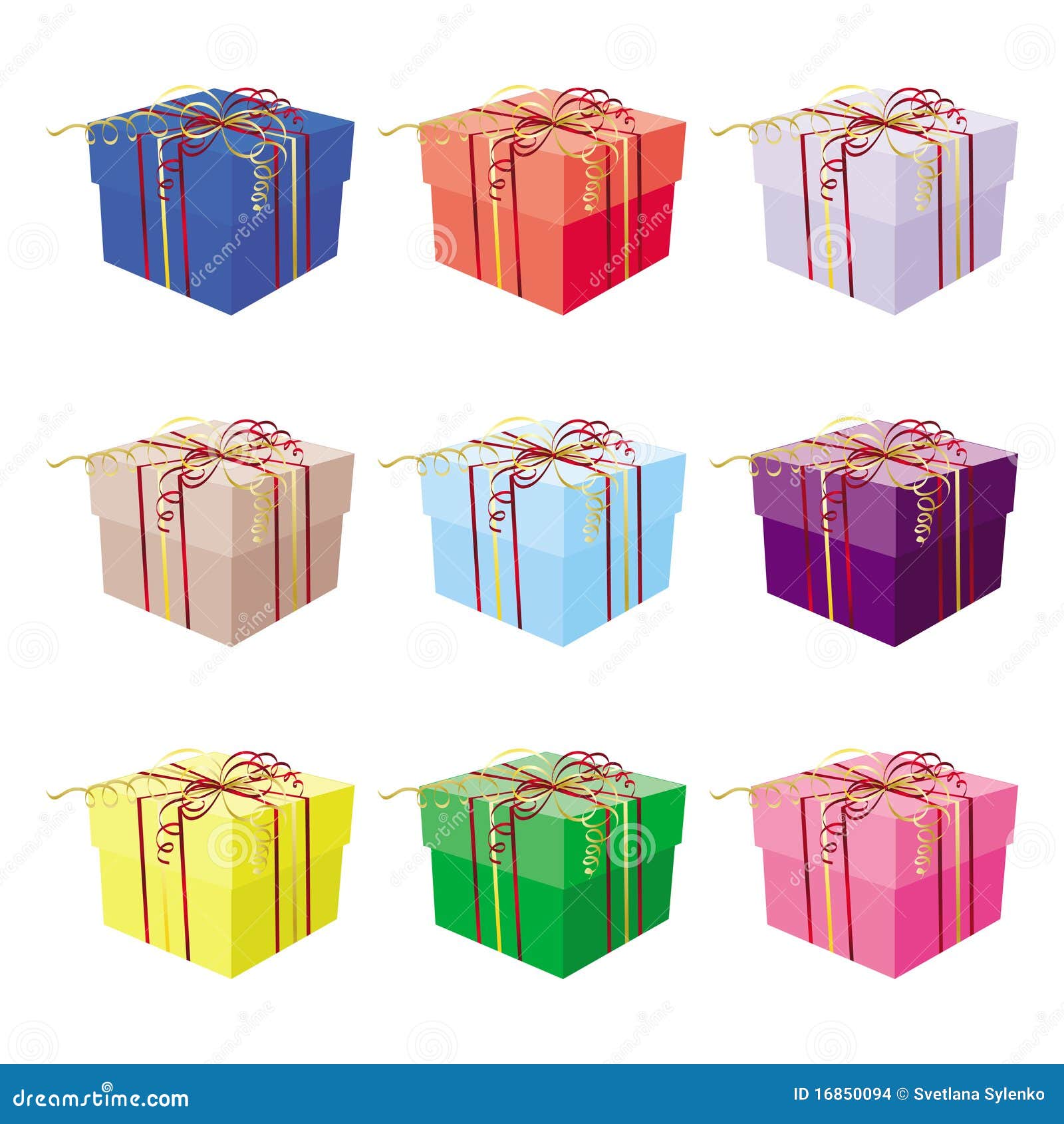 Set of nine gift boxes stock vector. Illustration of ornate - 16850094