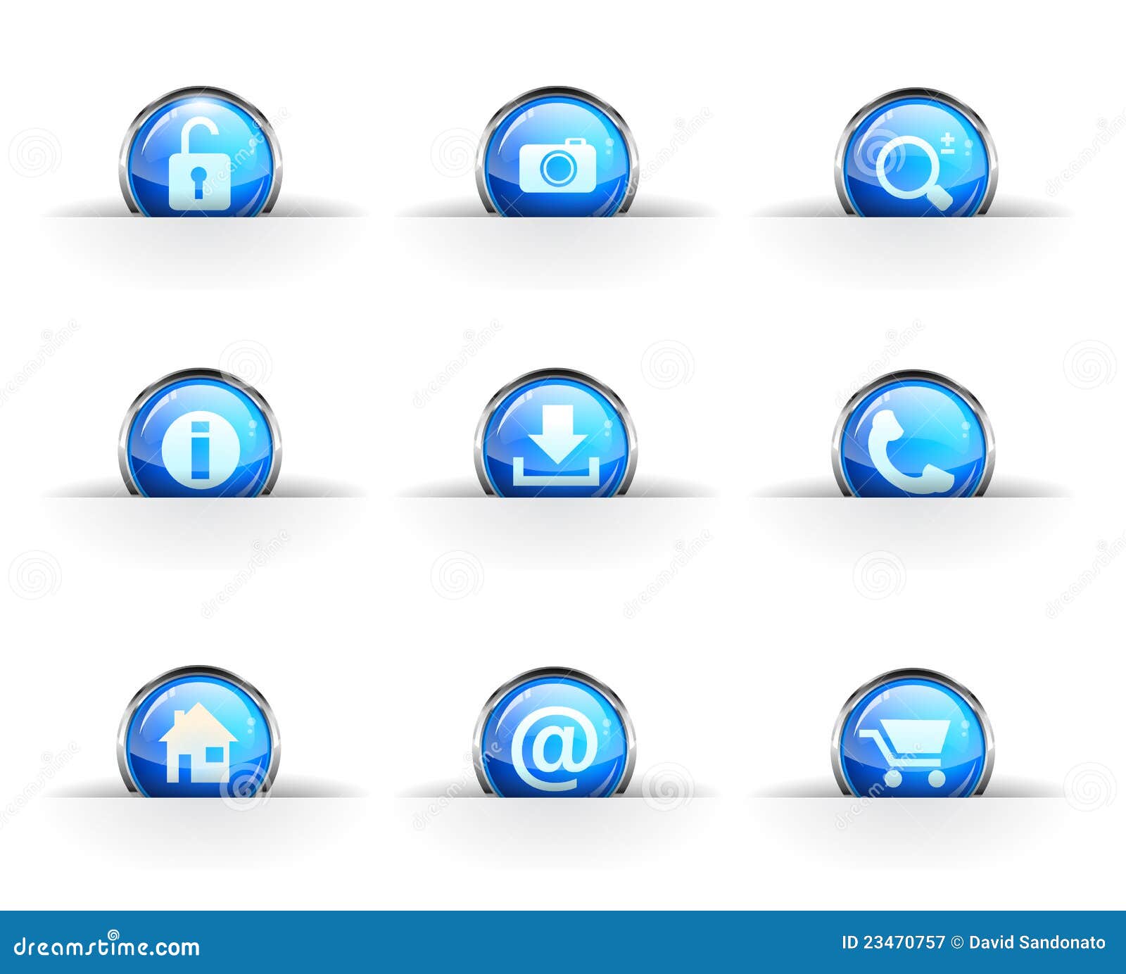 Set of Nine Glossy Circular Icons: Stock Vector - Illustration of ...