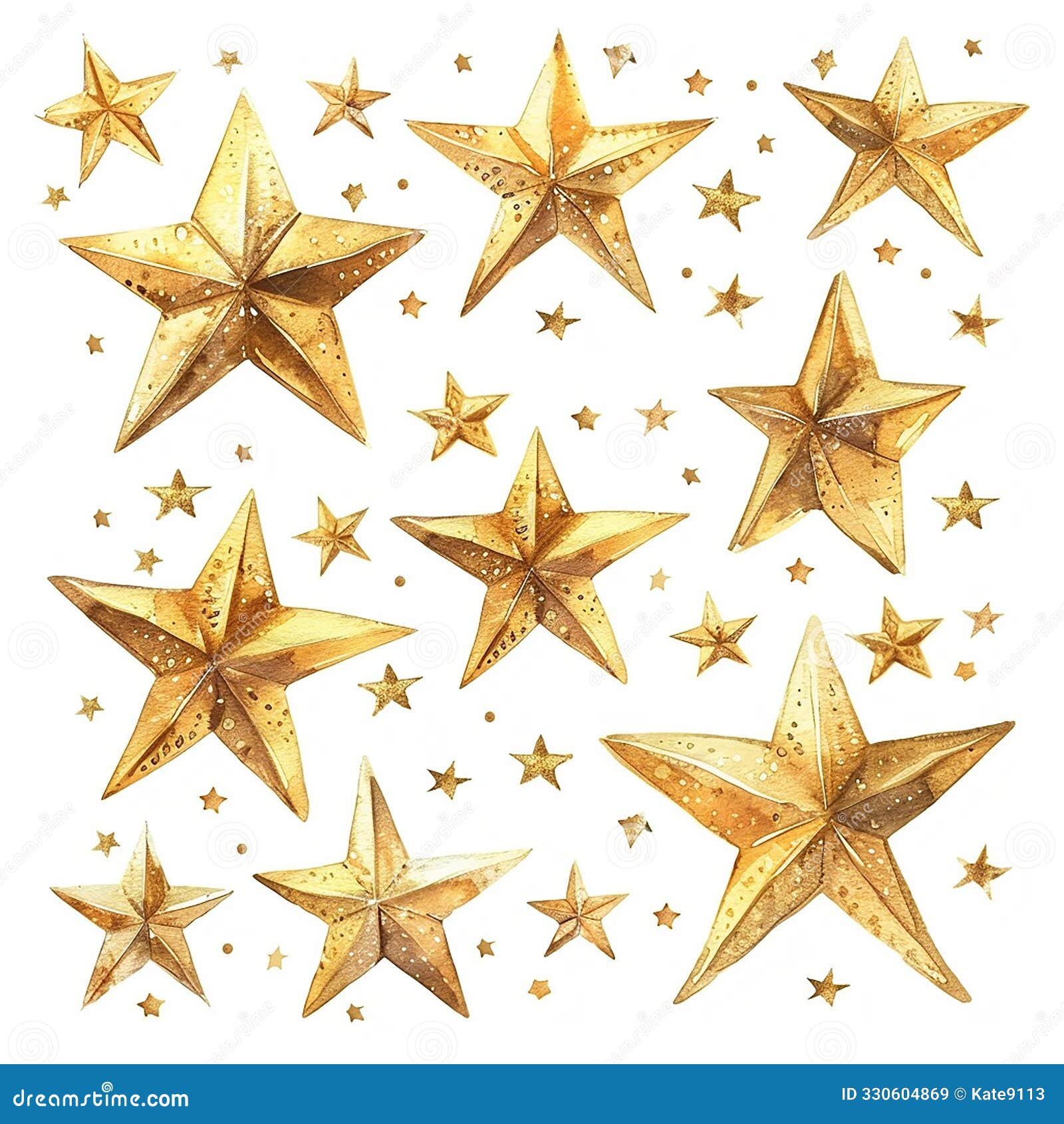 A Set of Nine Gold Stars are Arranged in a Row. the Stars are All the ...
