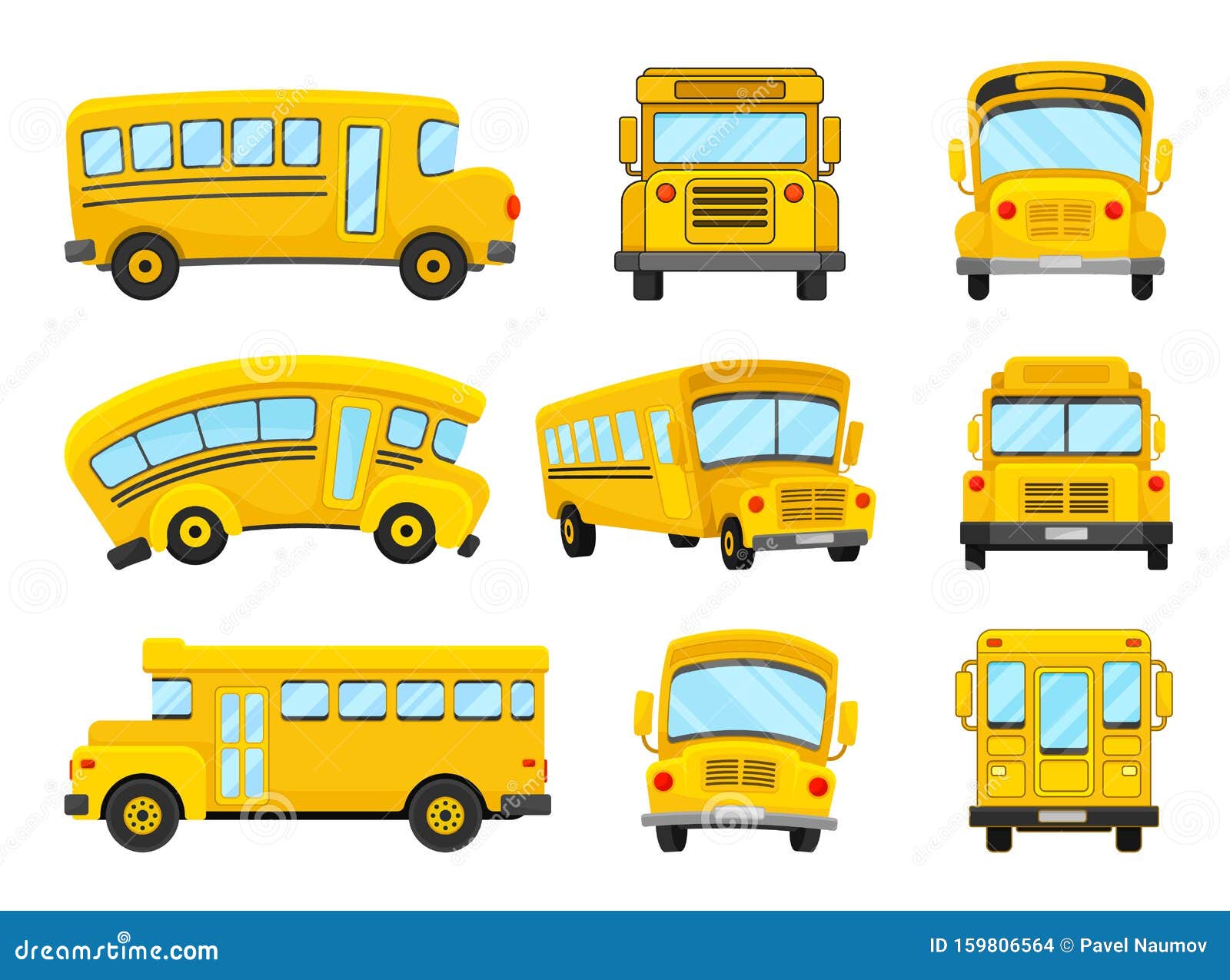 Buses In Four Colors Cartoon Vector | CartoonDealer.com #33000075
