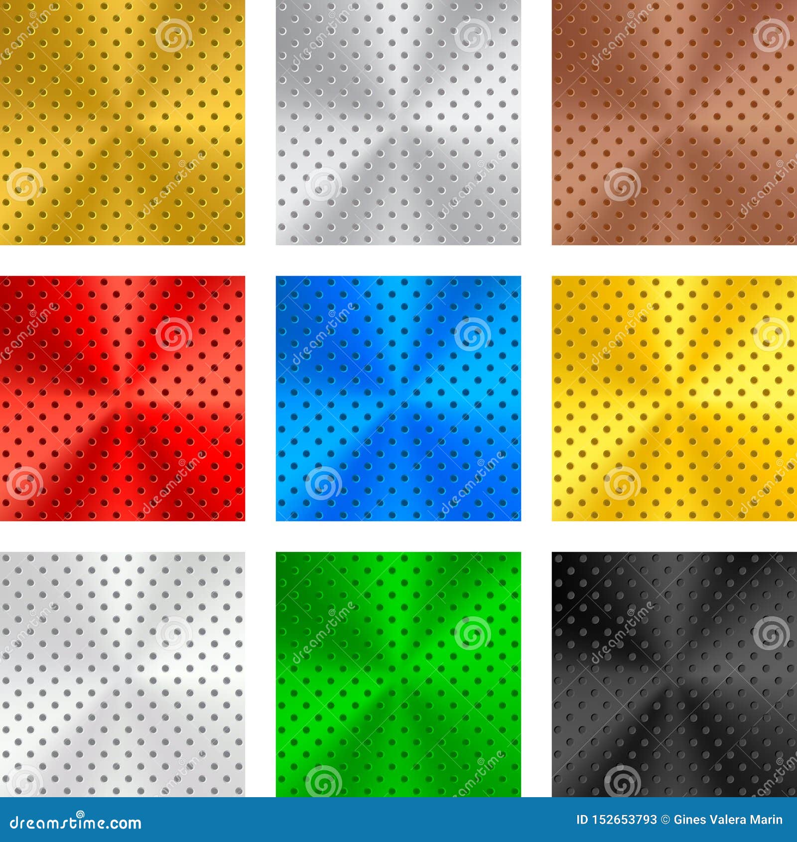 Set of Nine Metallic Plates in Multiple Colors. Stock Vector ...