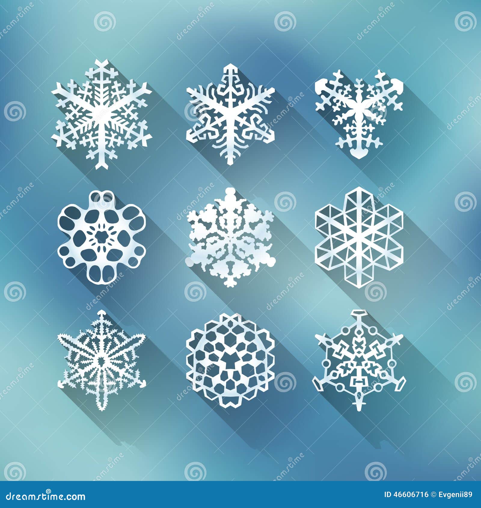 Set of Nine Modern Snowflakes Stock Vector - Illustration of christmas ...