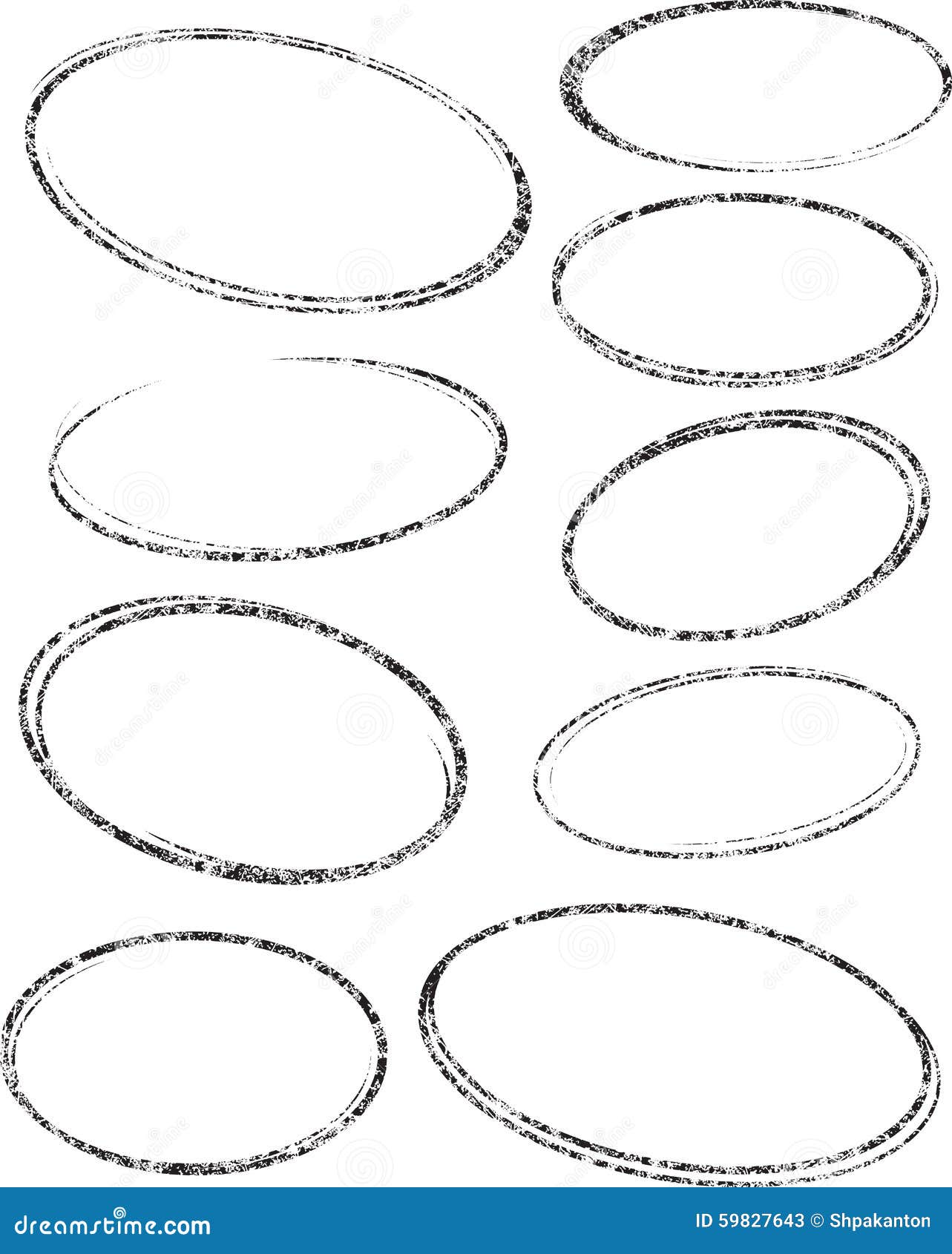 Oval Grunge Frame Isolated On White Background. Black Ellipse Ink ...