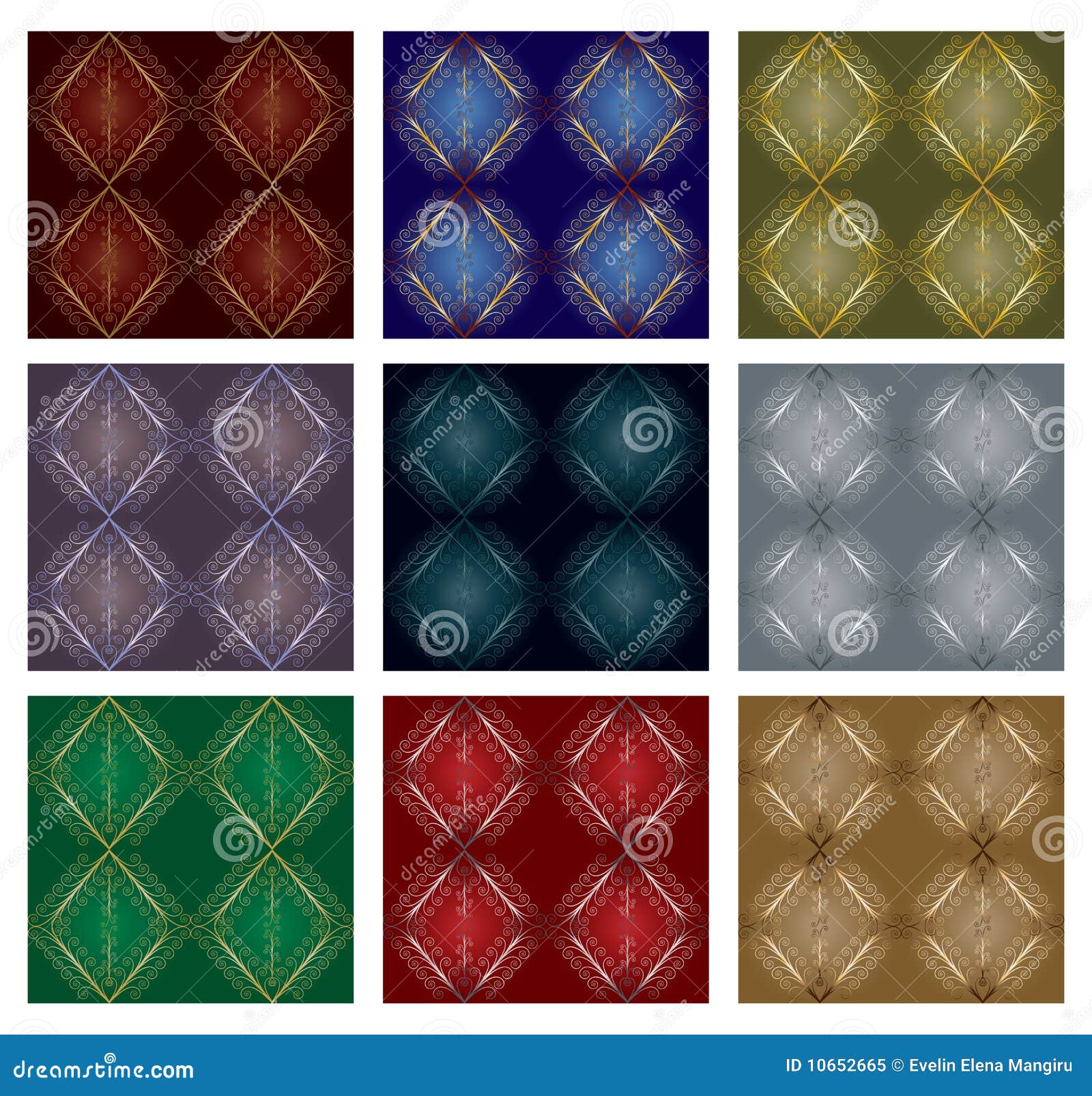 Set of nine patterns stock illustration. Illustration of repeated ...