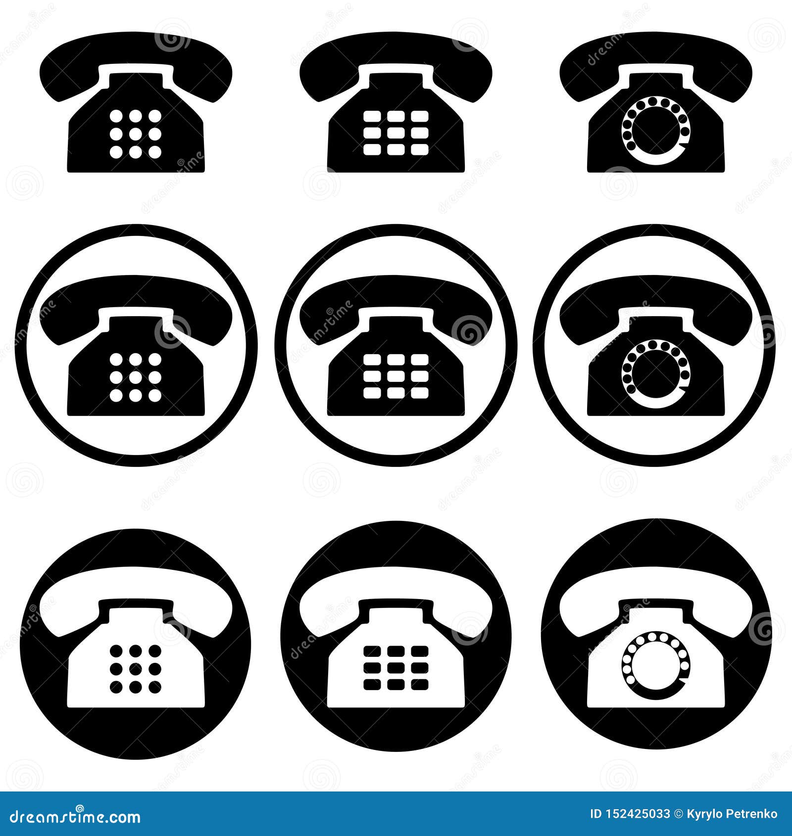 Set of Nine Phone Contact Number Icons Stock Vector - Illustration of ...