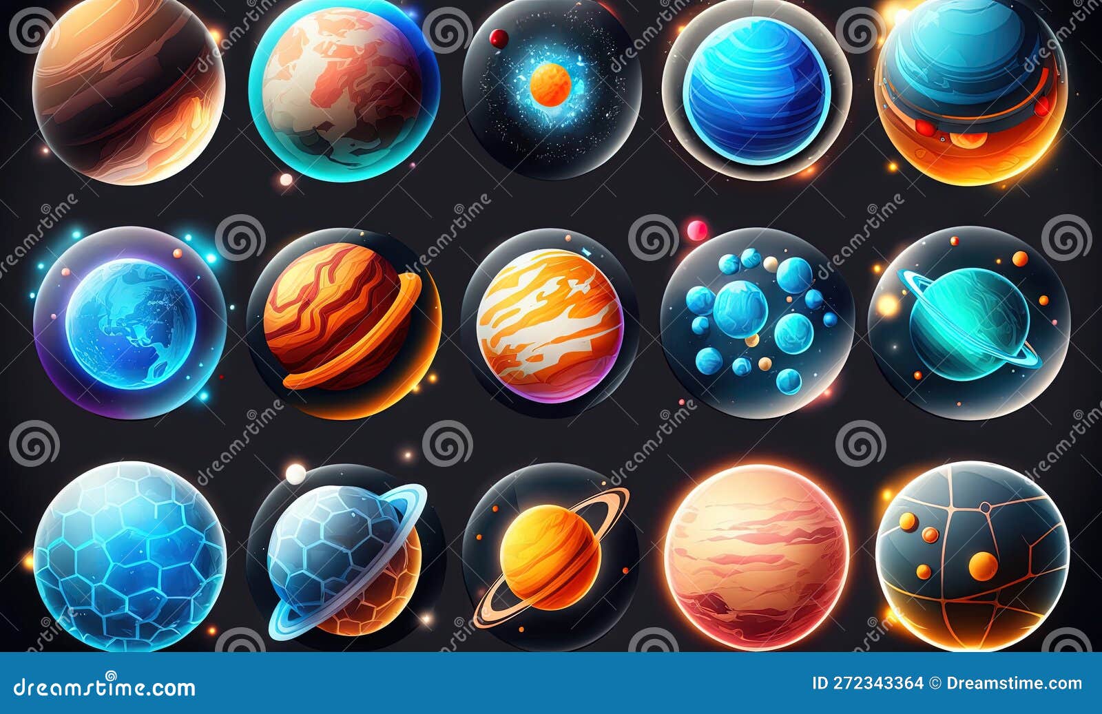 Nine Planets Of Solar System Vector Illustration | CartoonDealer.com ...