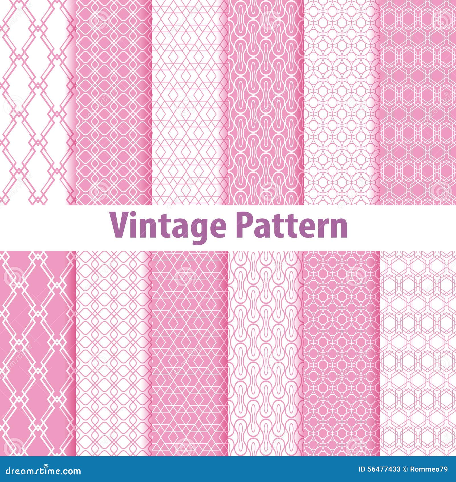 Set of Nine Seamless Pattern in Retro Style Stock Vector - Illustration ...