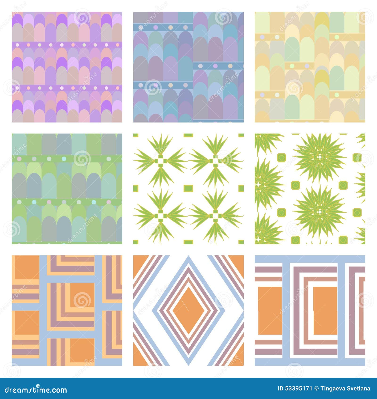 Set of Nine Seamless Pattern. Stock Illustration - Illustration of ...