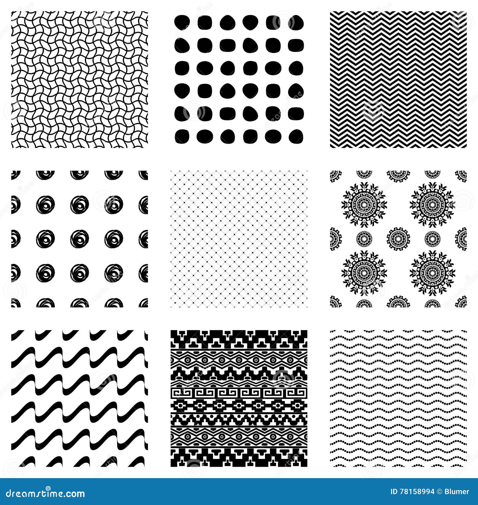 Set of Nine Seamless Patterns Stock Vector - Illustration of mandala ...