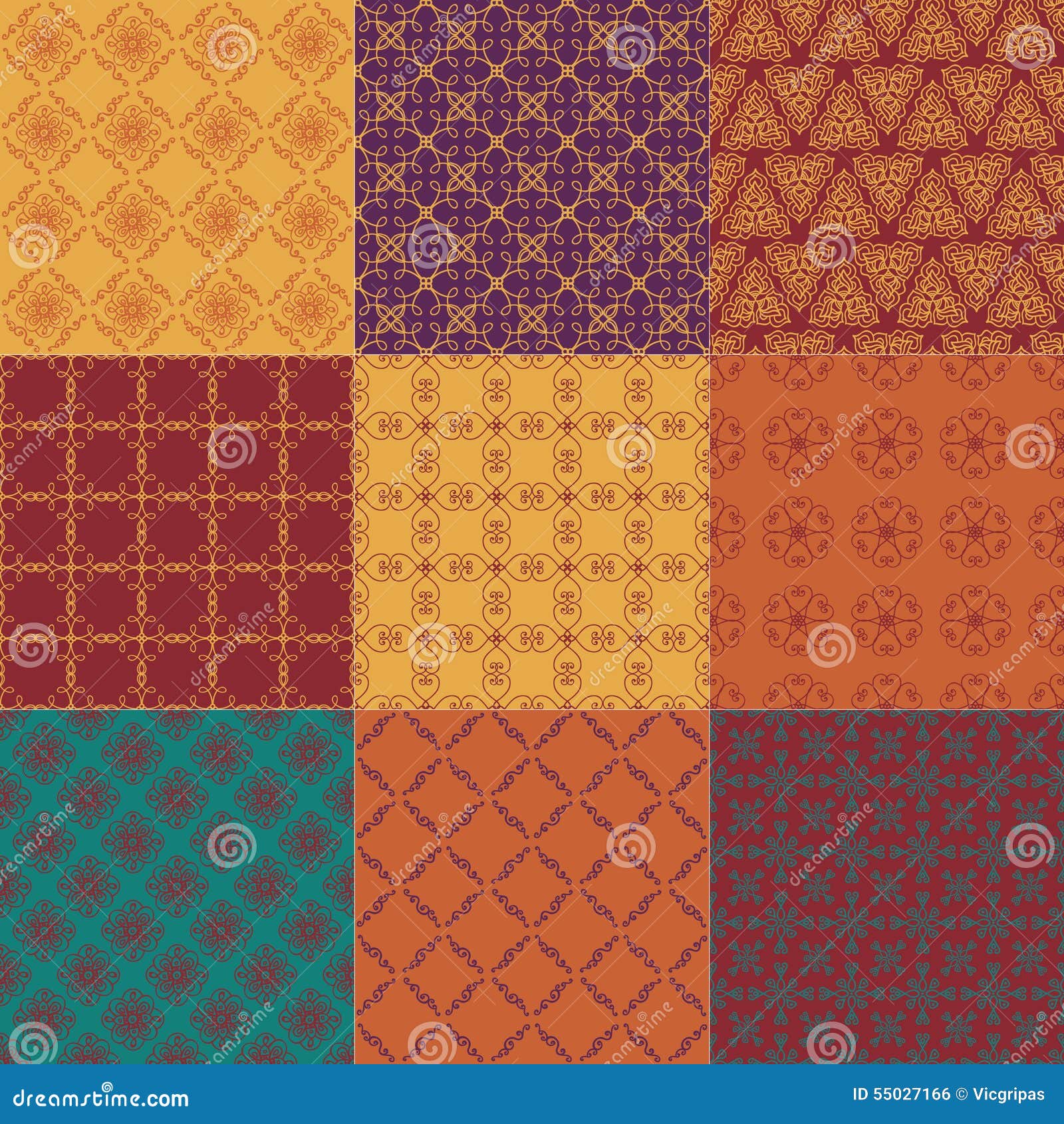 Set of Nine Seamless Patterns Stock Vector - Illustration of garden ...