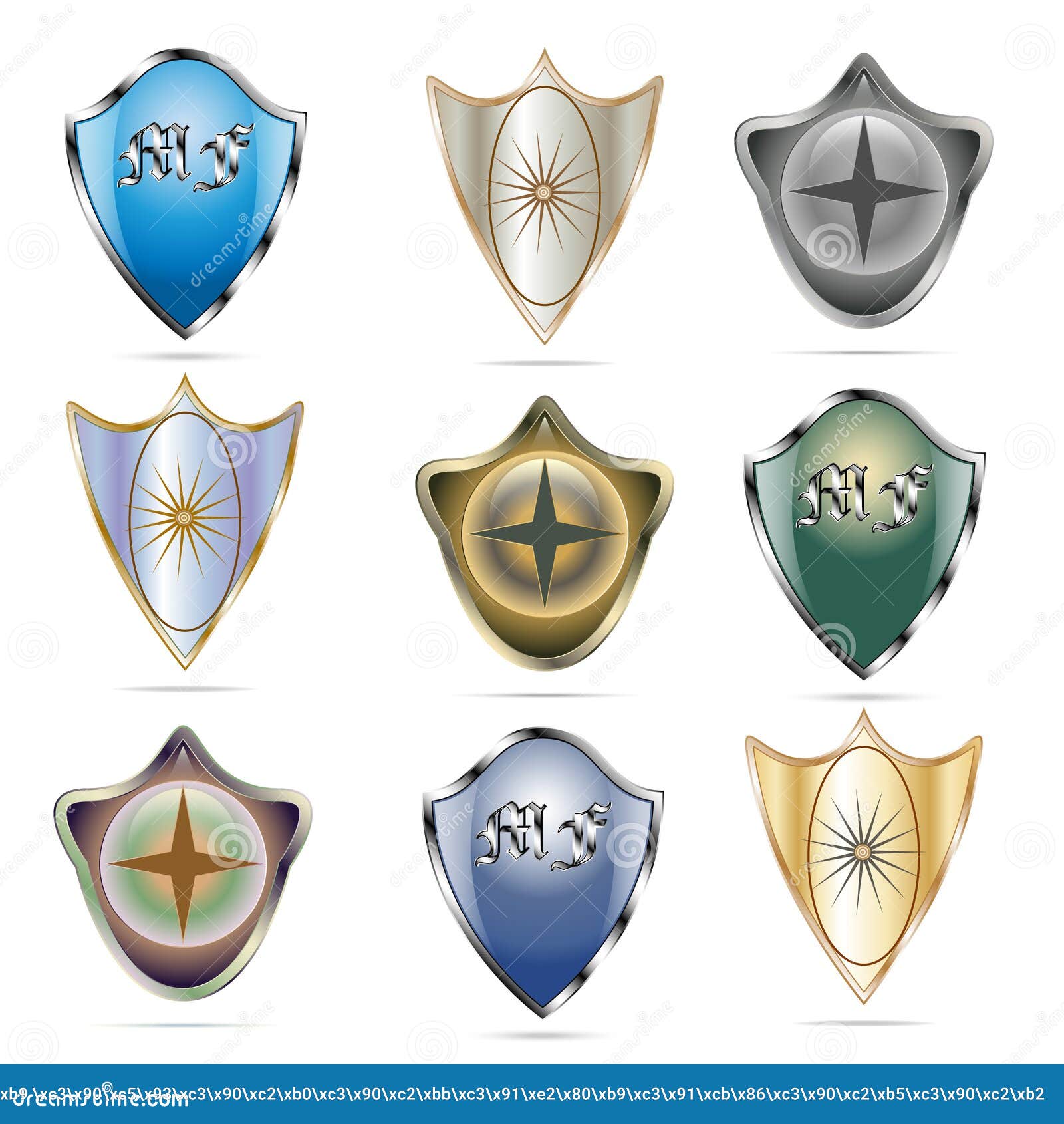 Set Of Shields In Different Shapes. Conceptual Symbol Of Protection ...