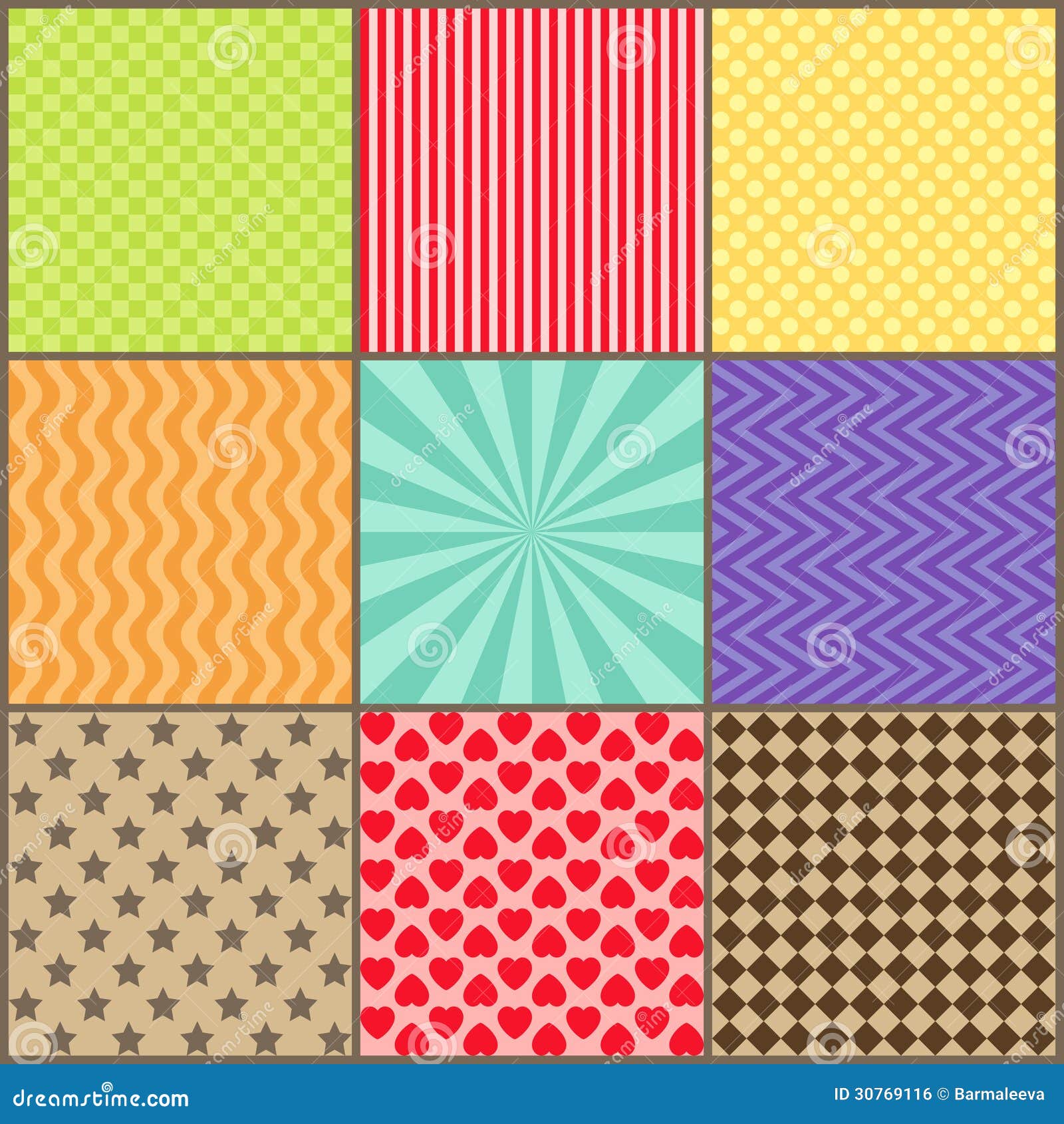 Set of Nine Simple Geometric Patterns Stock Vector - Illustration of ...