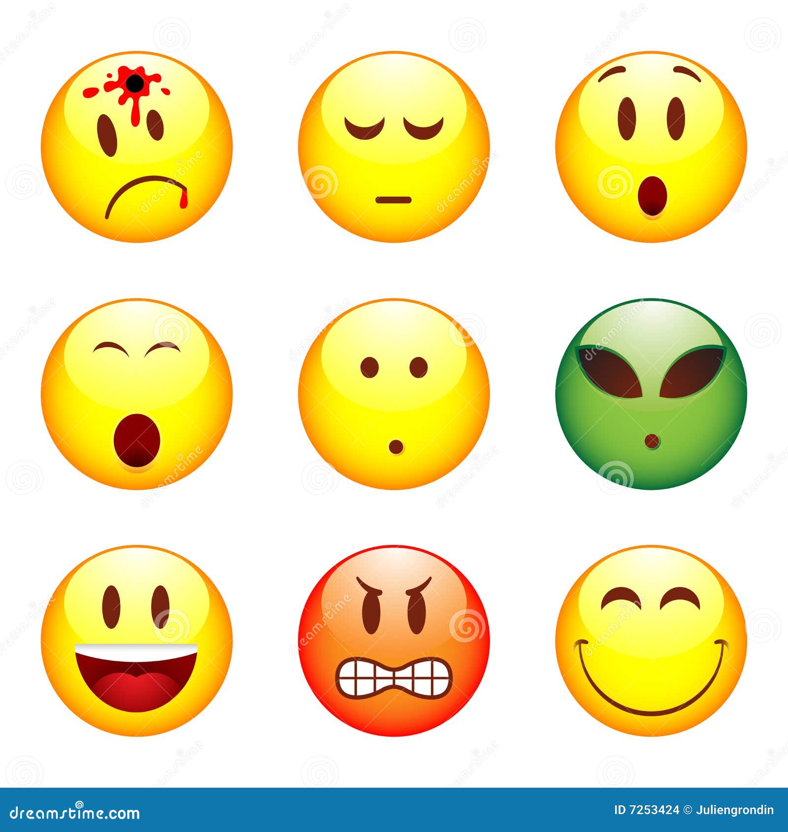 Set of nine smileys stock vector. Illustration of smile - 7253424