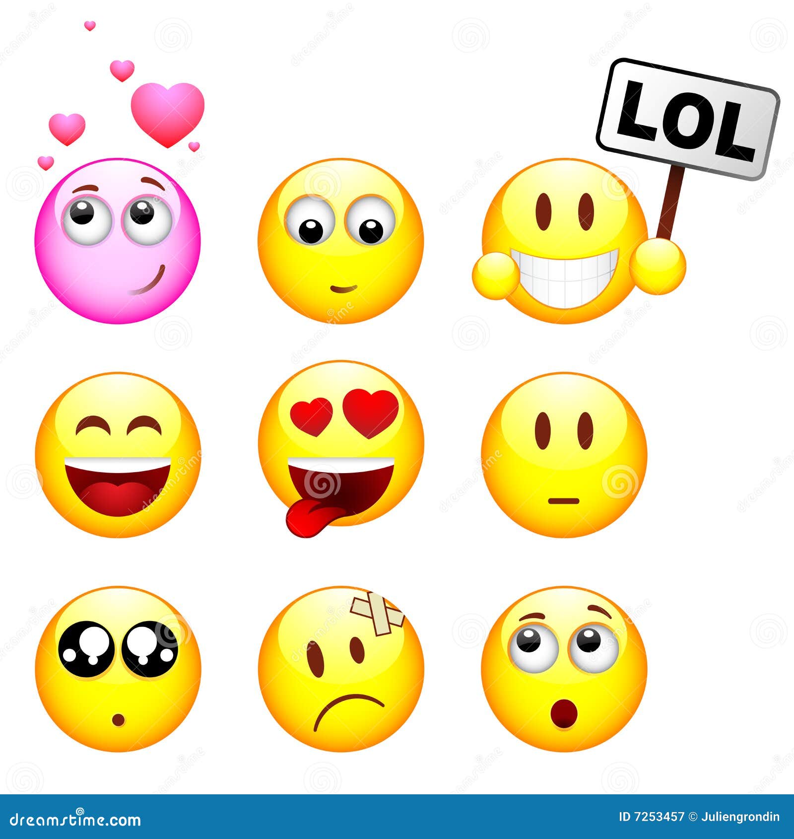 Set of nine smileys stock vector. Illustration of teeth - 7253457