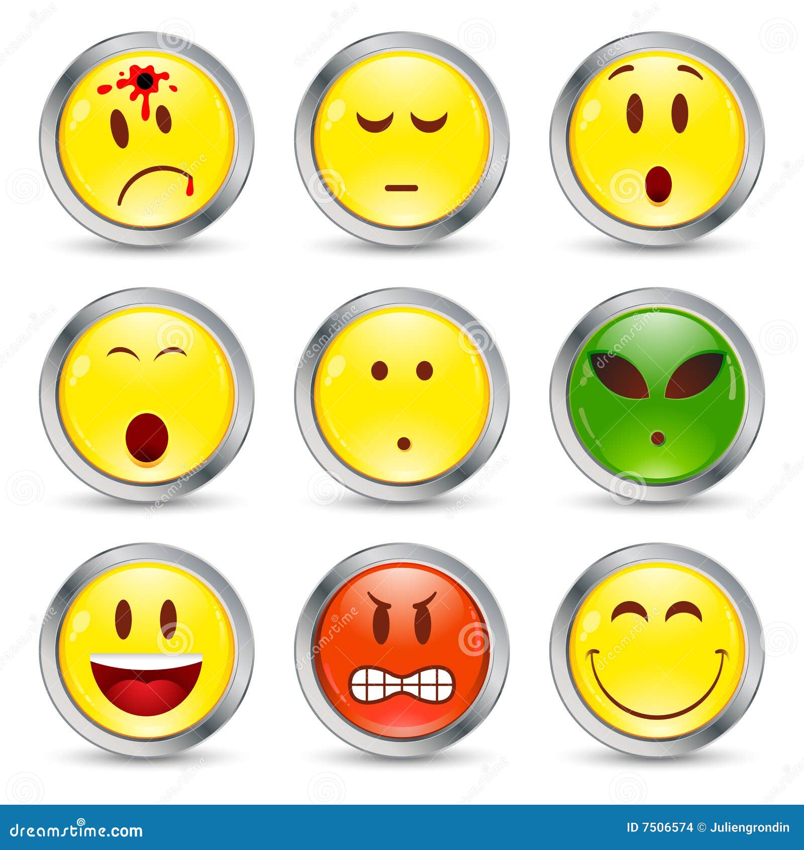 Set of nine smileys stock vector. Illustration of cheerful - 7506574