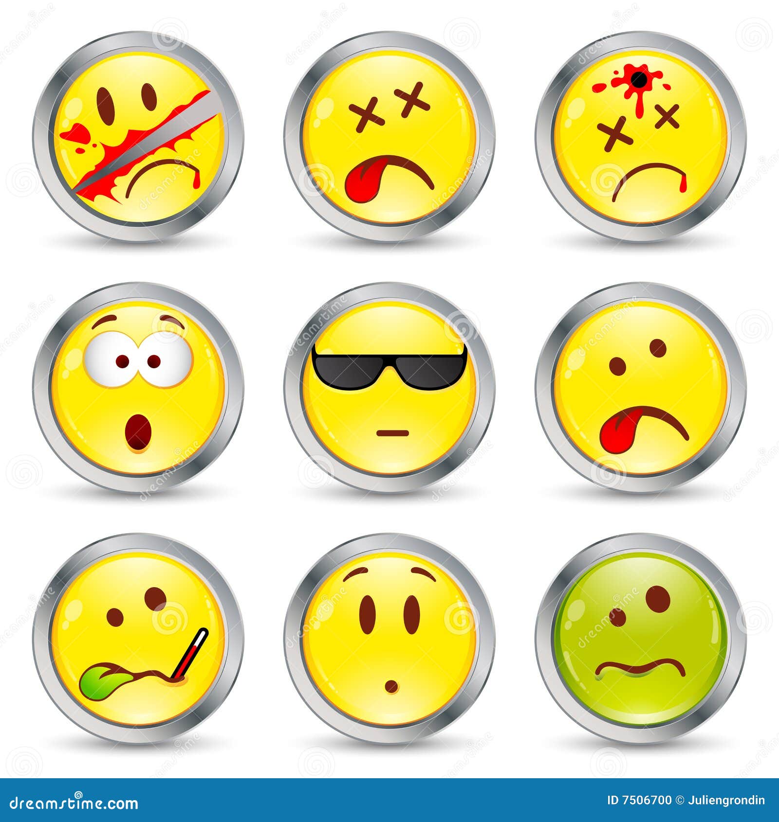 Set of nine smileys stock vector. Illustration of sticking - 7506700