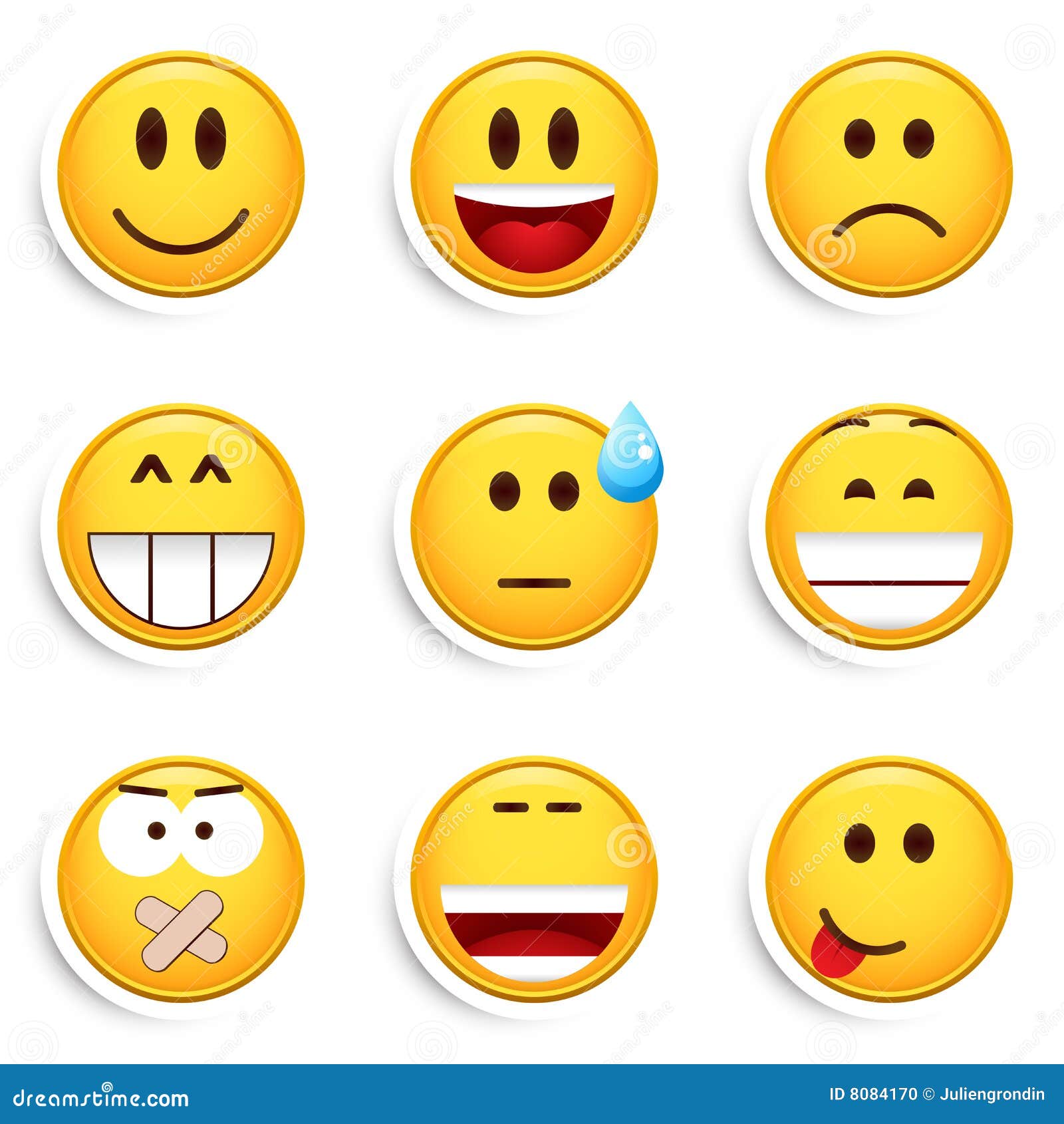 Set of nine smileys stock vector. Illustration of computer - 8084170