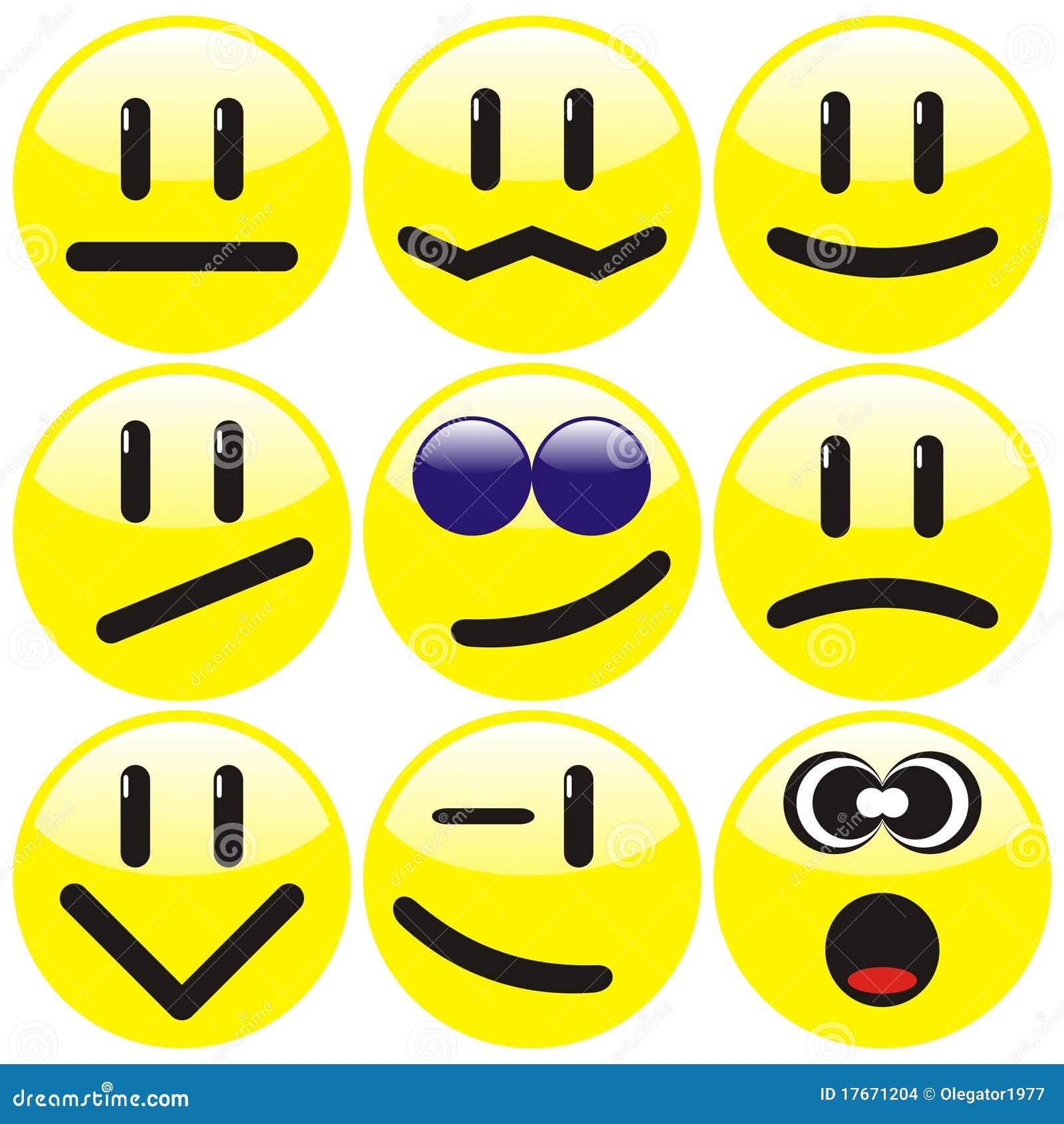 Set of nine smilies stock vector. Illustration of symbol - 17671204