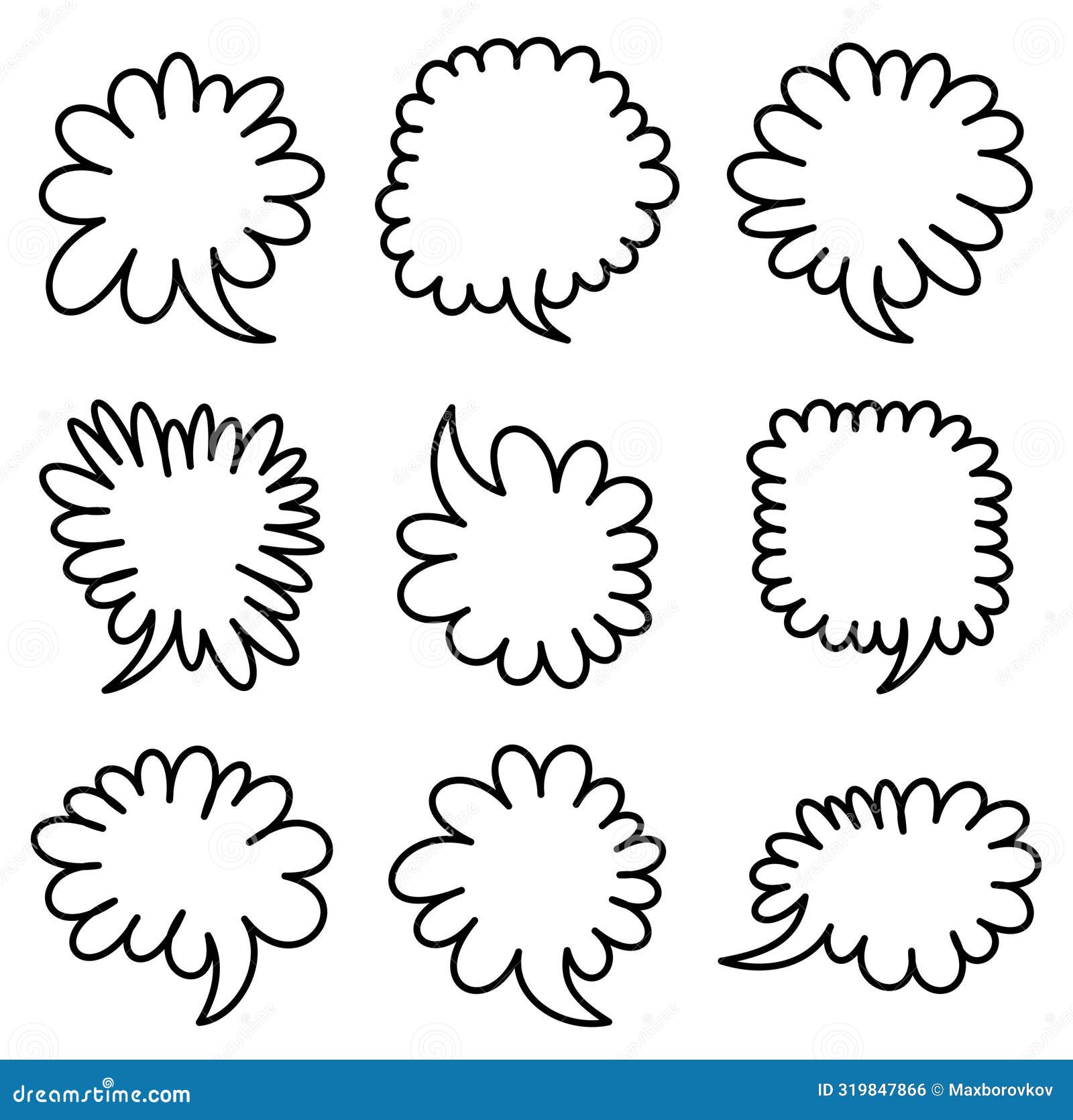 Set of Nine Speech Bubbles with Various Wavy Outlines Stock ...