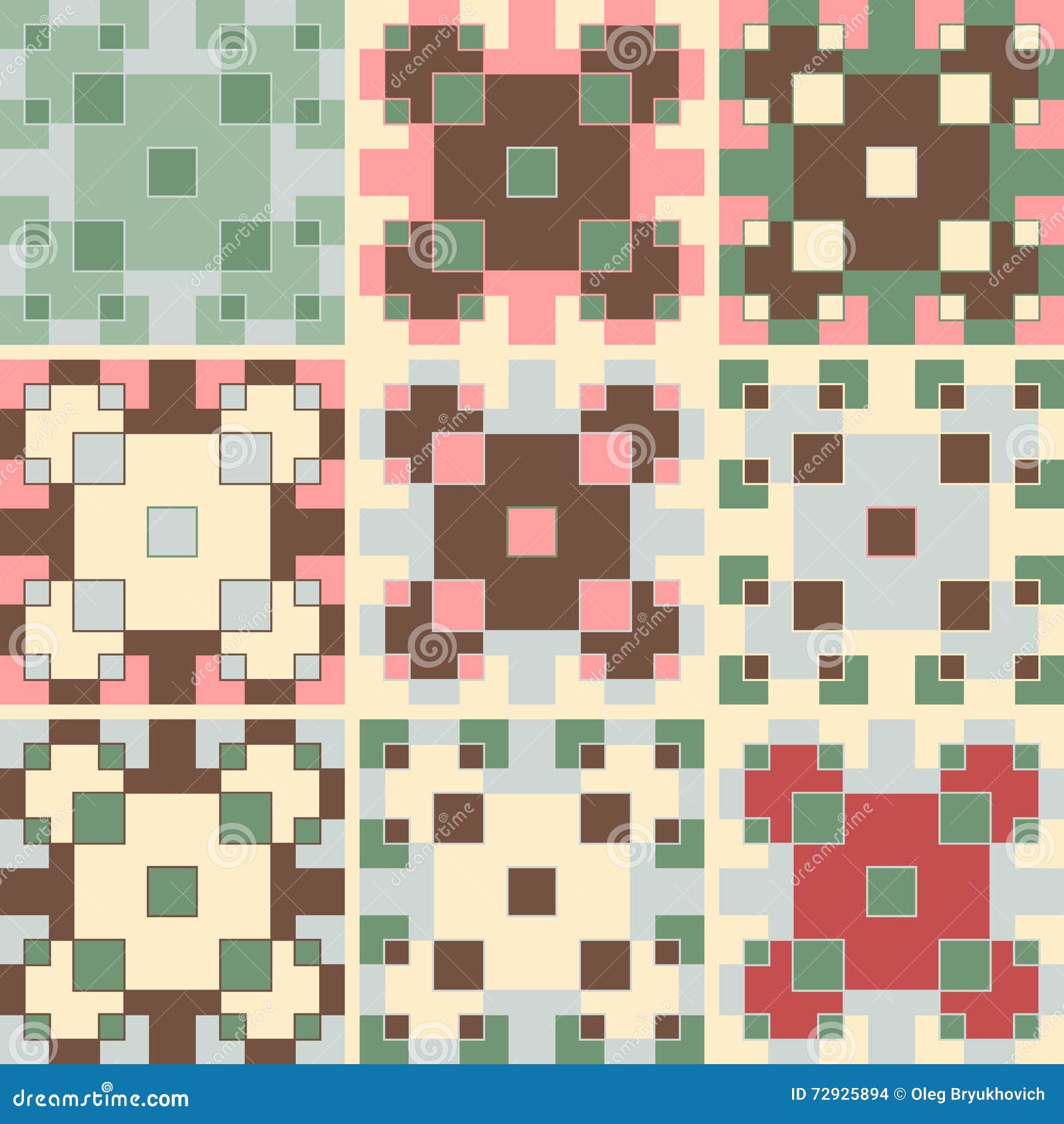 Set of Nine Square Patterns Stock Vector - Illustration of textile ...