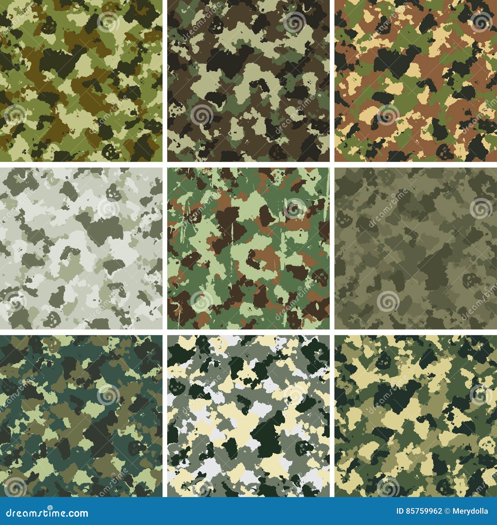 Set of Nine Vector Colorful Military Patterns Stock Vector ...