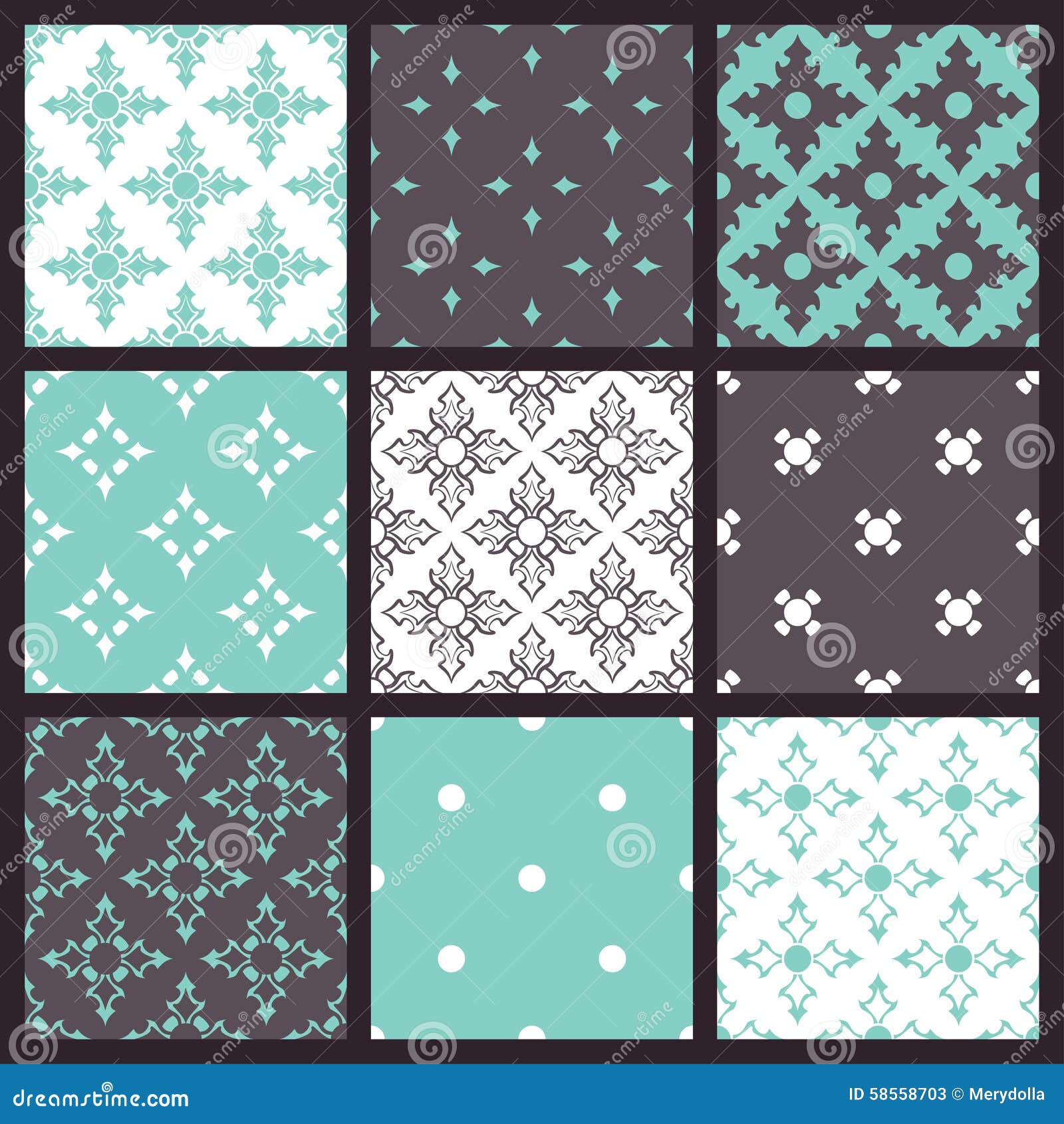 Set of Nine Vector Seamless Geometrical Patterns Stock Vector ...