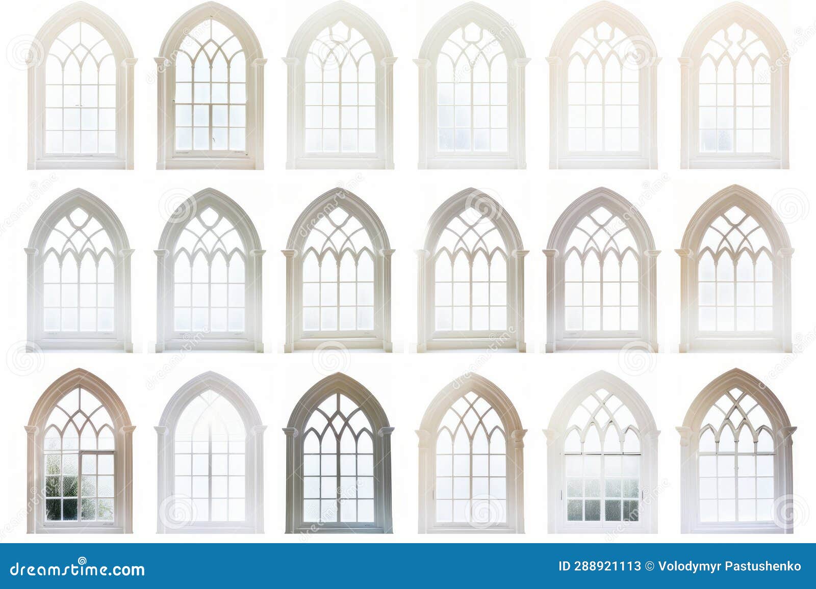 Set of Nine Windows with Arched Windows on Each Side of Them ...