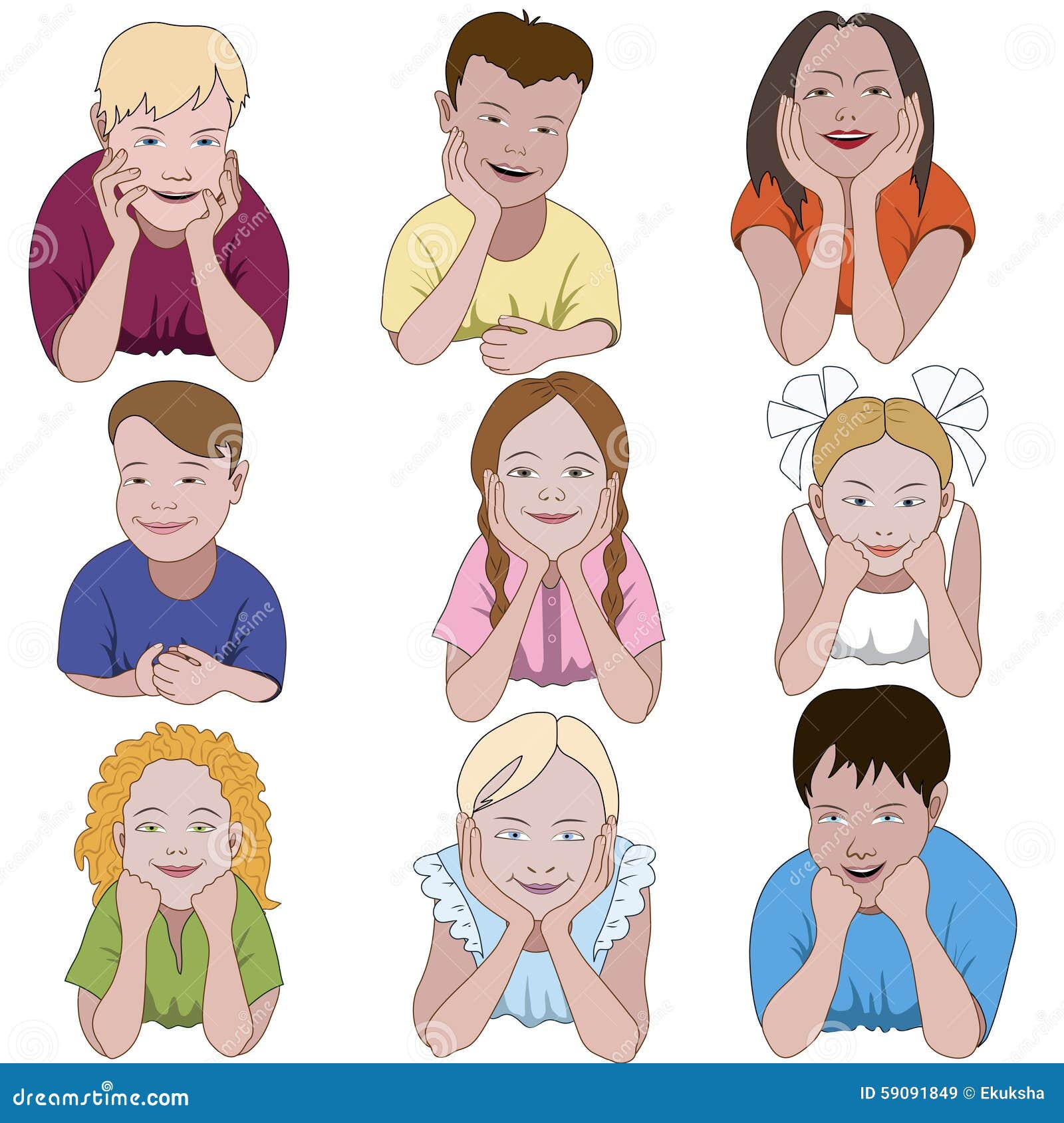 Set of nine young children stock vector. Illustration of isolated ...