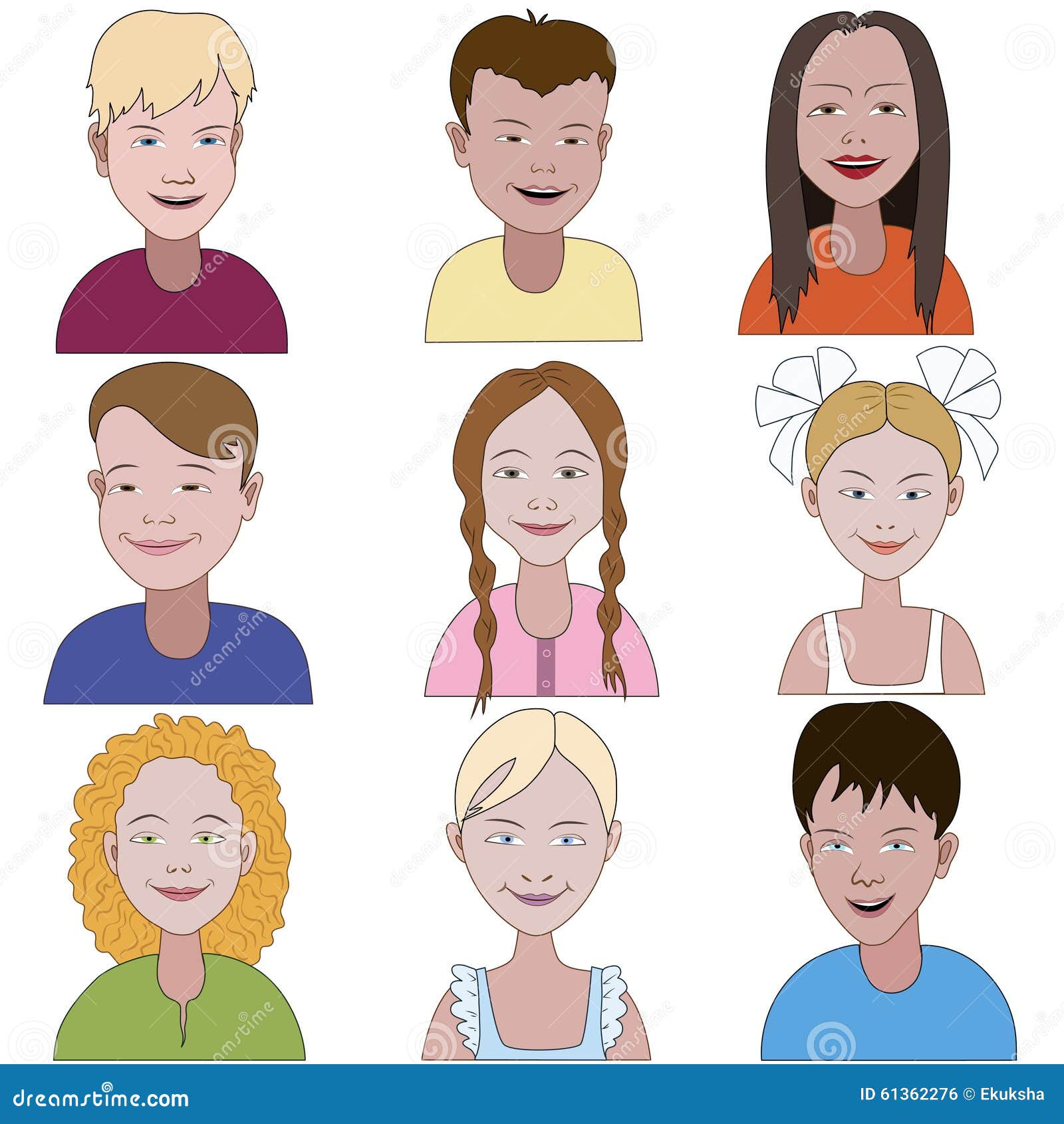 Nine Children Jumping Joyfully, Happy Kids Cartoon Characters Celebrate ...