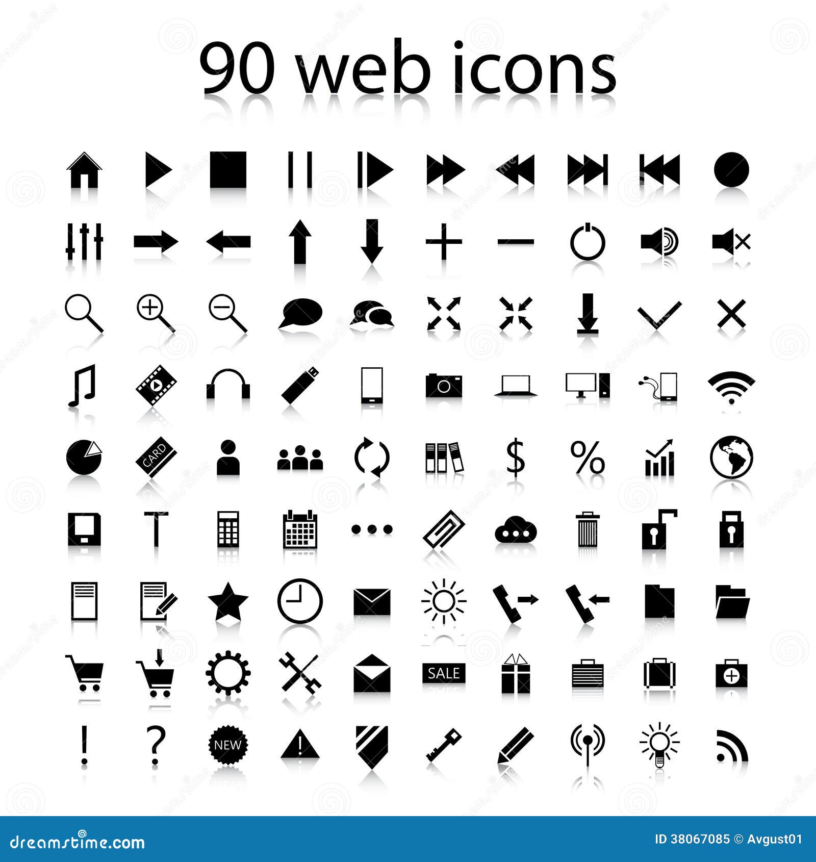 Set of Ninety Black Web Icons Stock Vector - Illustration of person ...