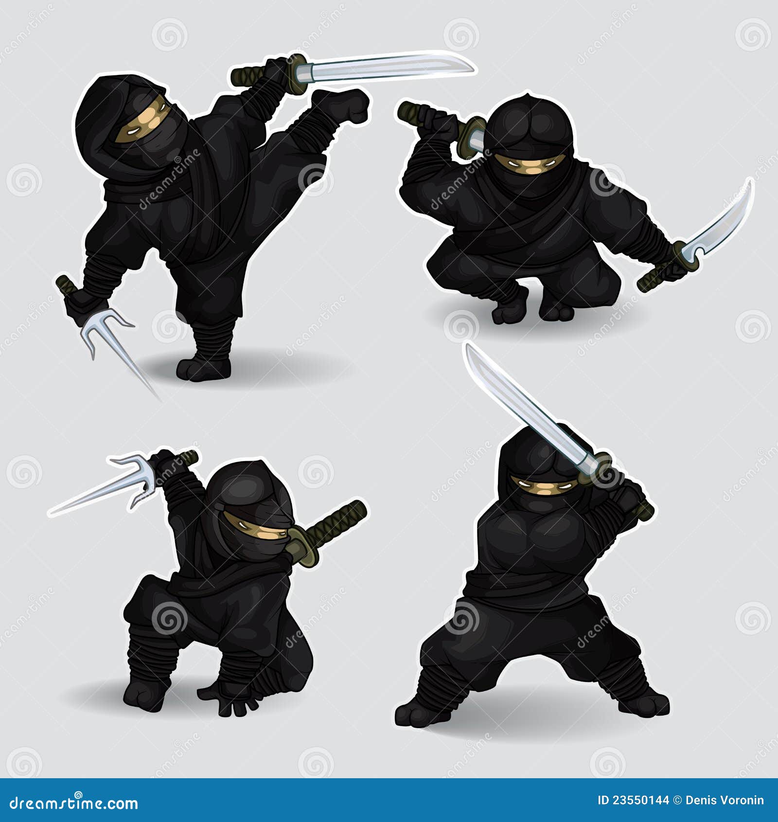 Set of ninja assassins stock vector. Illustration of cartoon - 23550144
