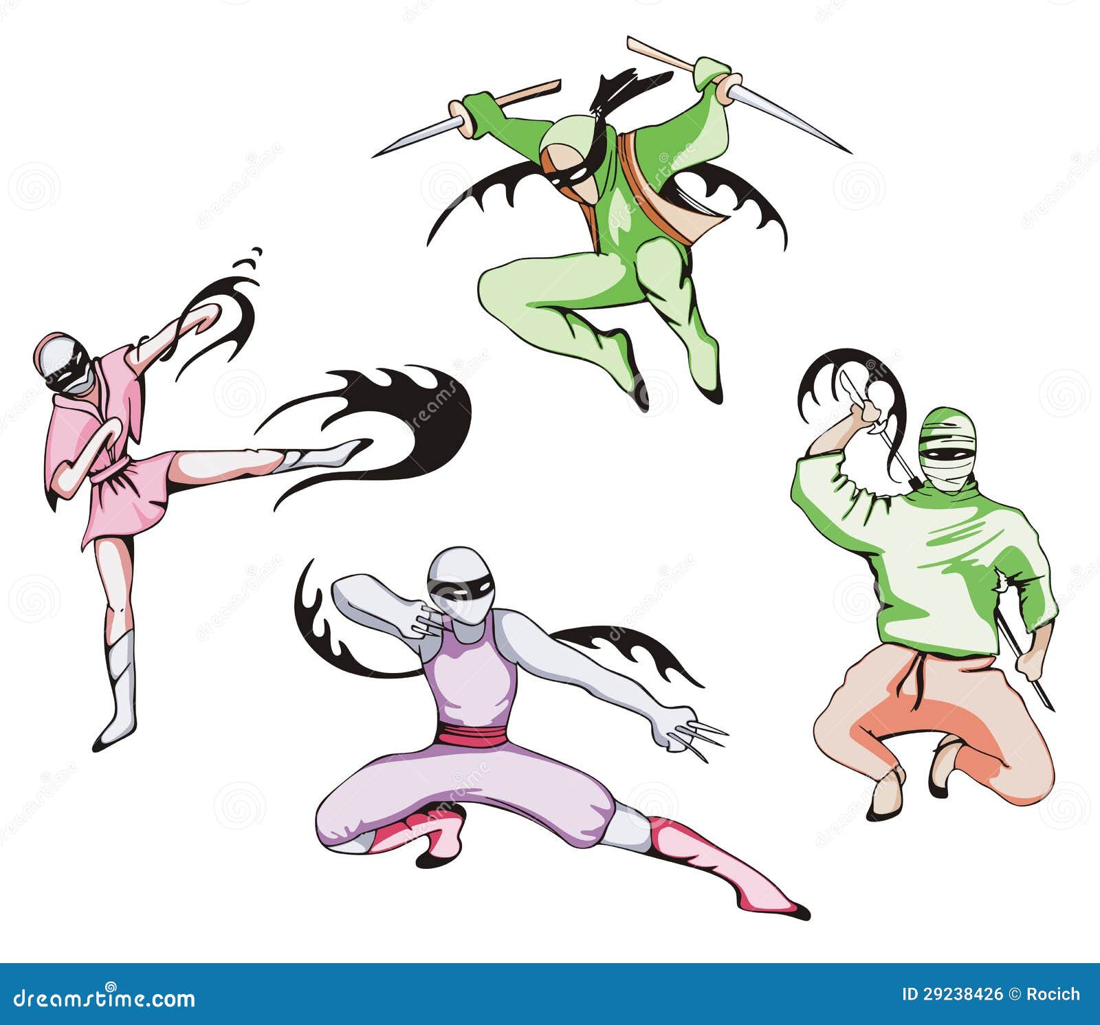 Set Of Japanese Ninjas Logo. Katana Master Insignia Design. Vintage ...