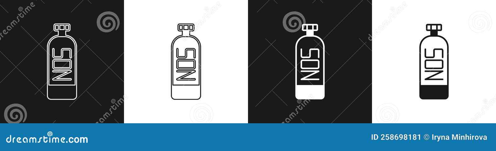 Set Nitrous Oxide Icon Isolated on Black and White Background. Vector ...