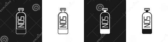 Set Nitrous Oxide Icon Isolated on Black and White Background. Vector ...