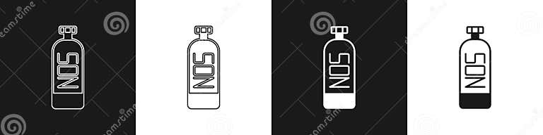 Set Nitrous Oxide Icon Isolated on Black and White Background. Vector ...