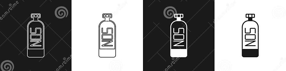 Set Nitrous Oxide Icon Isolated on Black and White Background. Vector ...