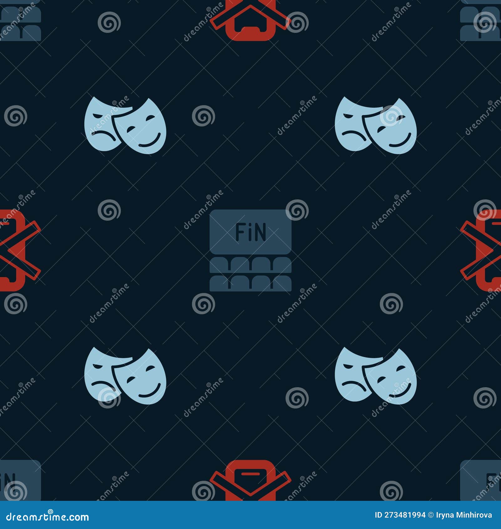 Set No Cell Phone, Cinema Auditorium with Screen and Comedy and Tragedy ...