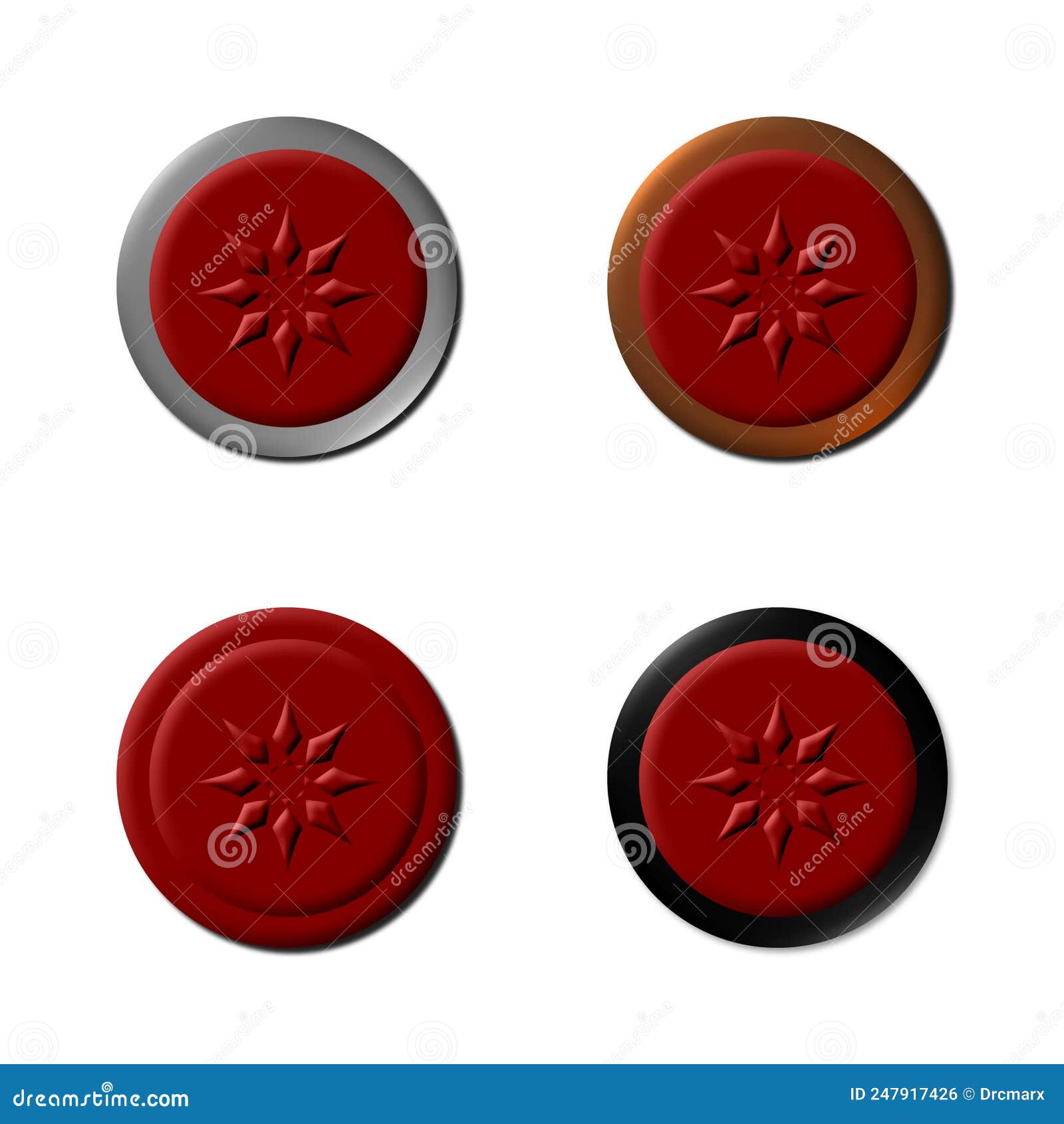 Set No 2 - Maroon Coat Buttons with Metallic Backs Stock Illustration ...