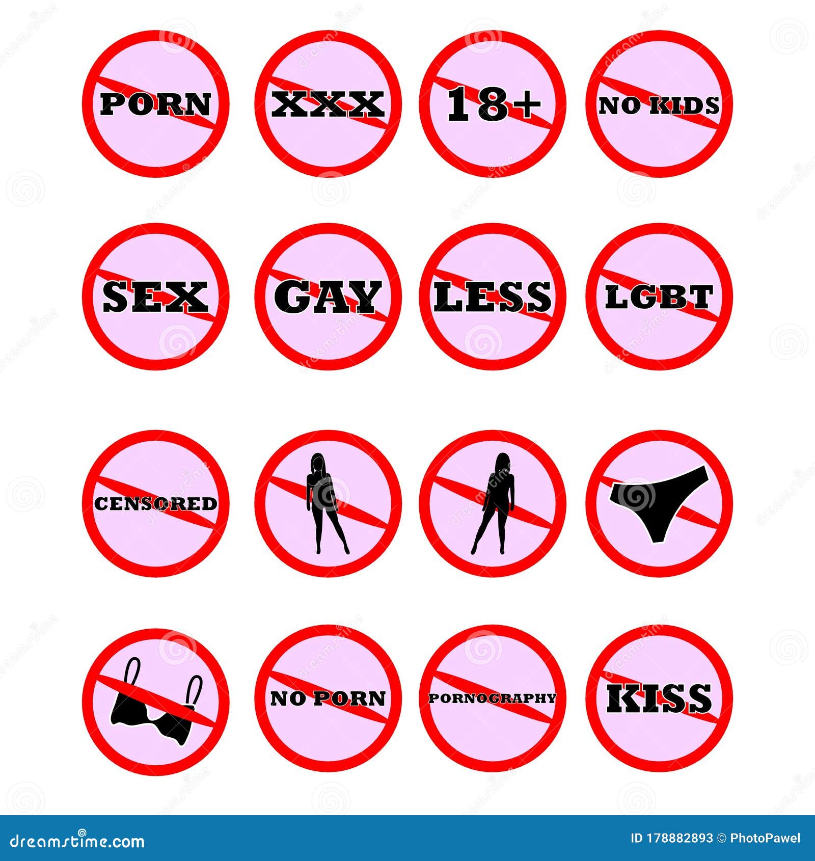 Set No Porn Sex 18 Stock Vector Illustration Of Isolated 178882893