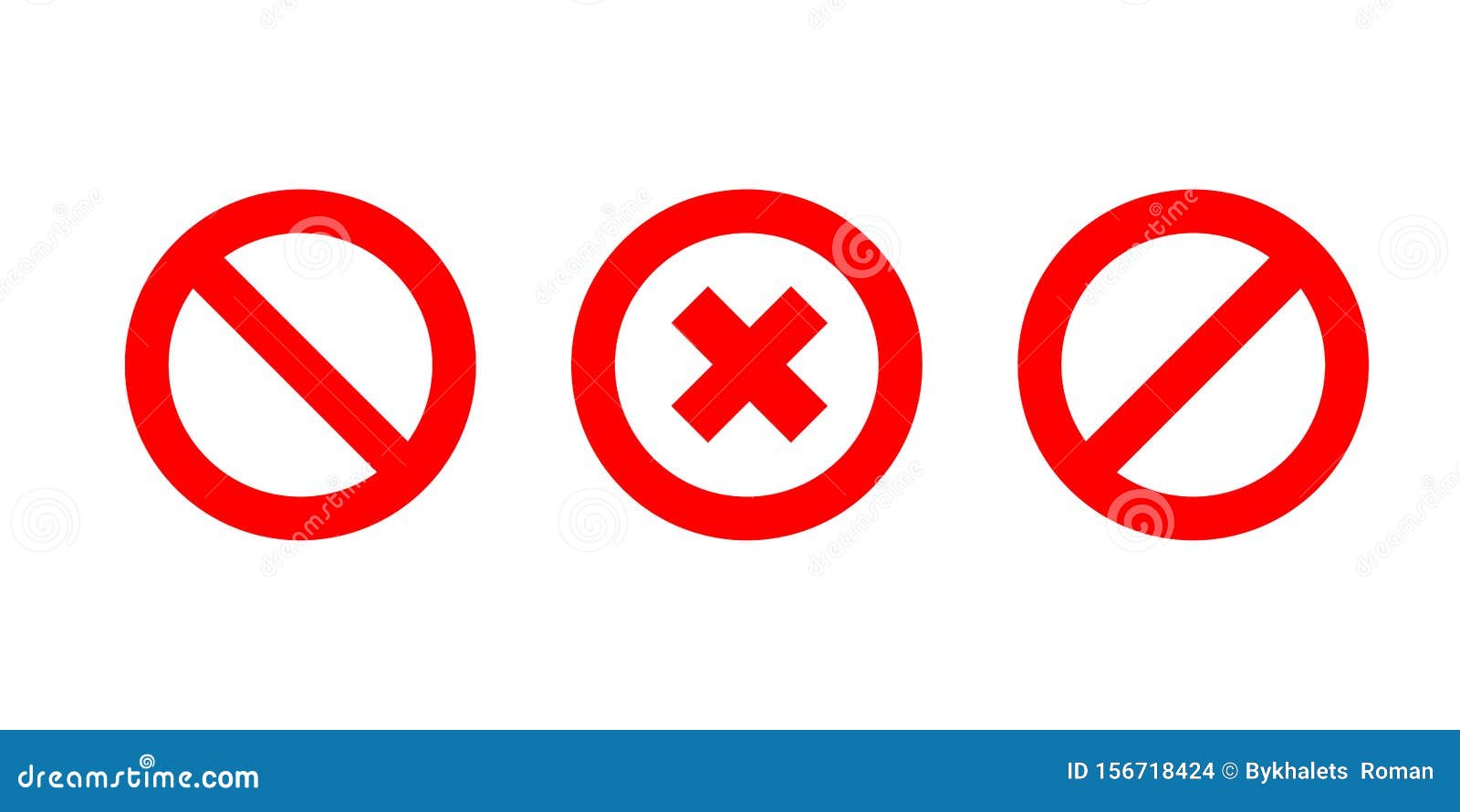 Set of No Signs Isolated. Red No Cross Symbol. Circle Red Warning Icon ...